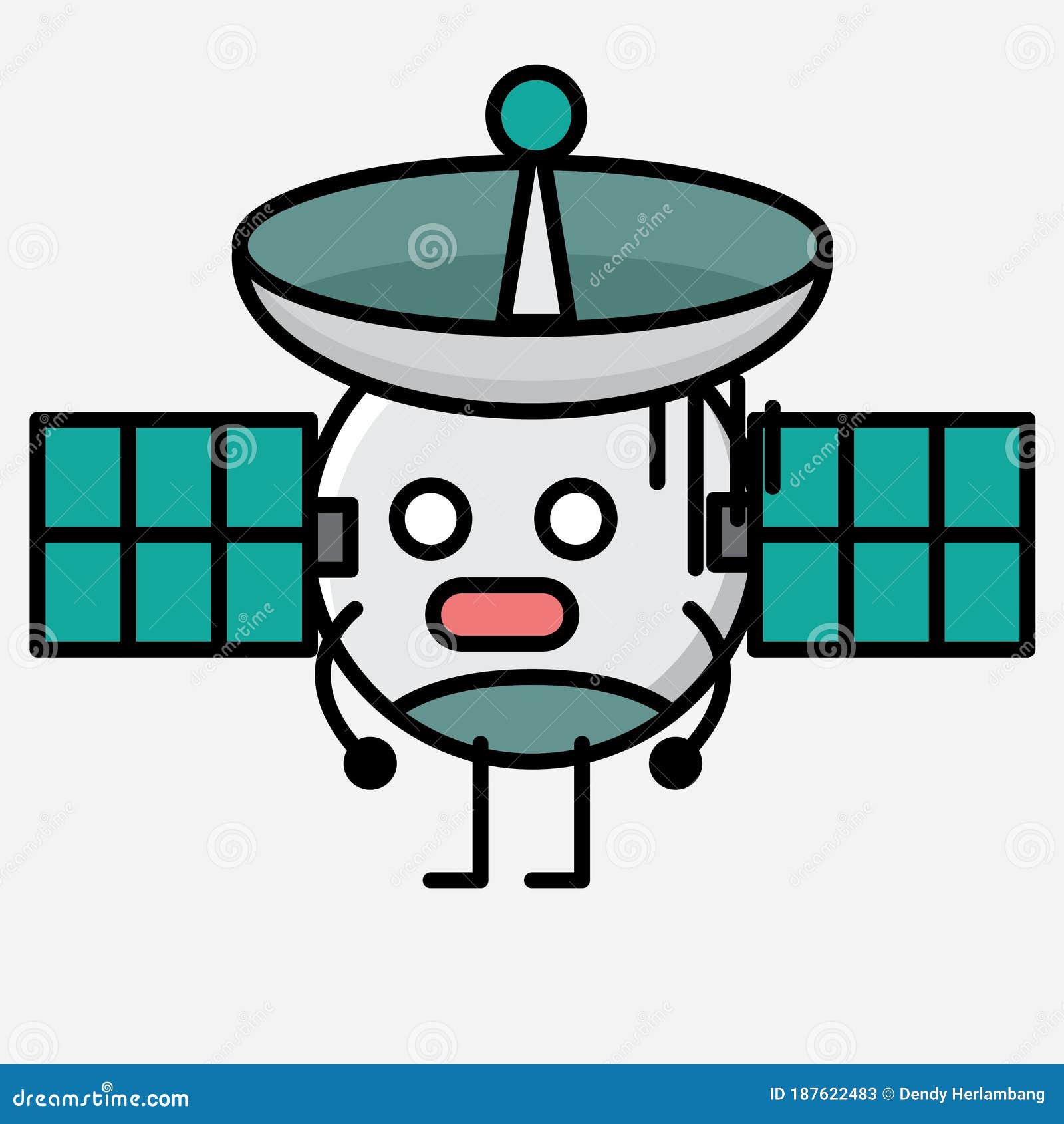 Cute Satellite Antenna Mascot Vector Character in Flat Design Style ...