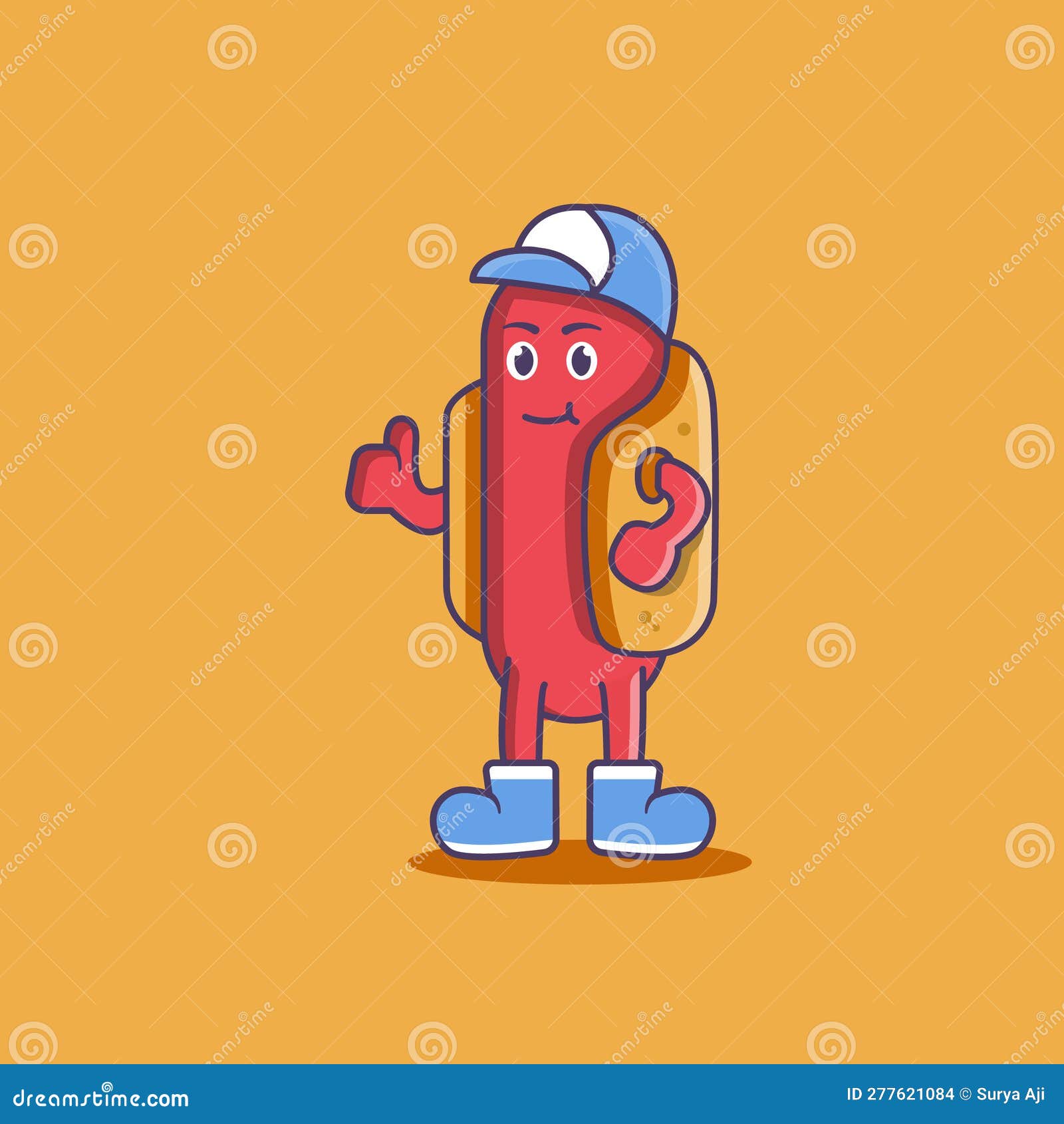 Cute Sausage Cartoon Illustration Stock Vector - Illustration of retro ...