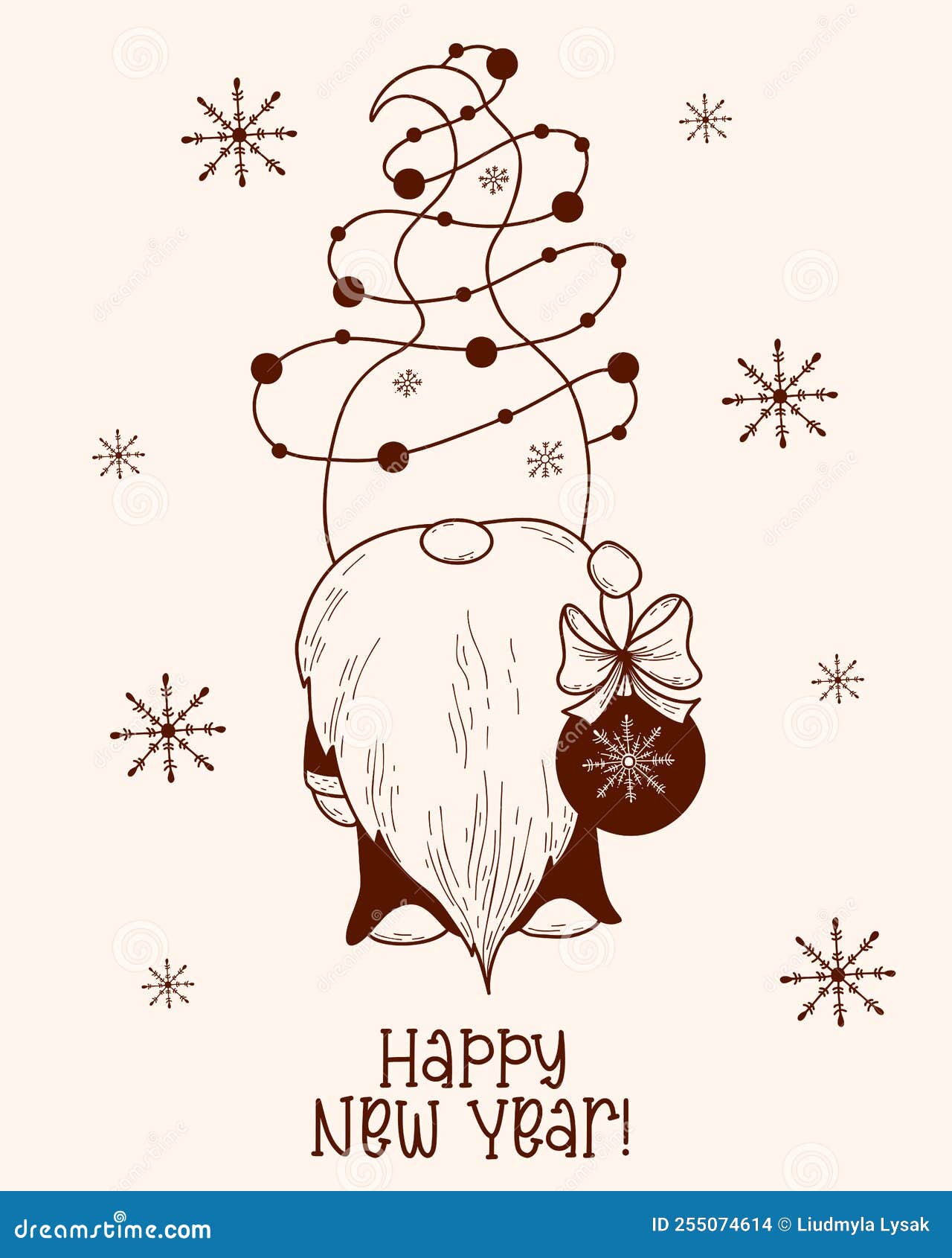 Cute Scandinavian Gnome Winter Character Gnome With Garland And