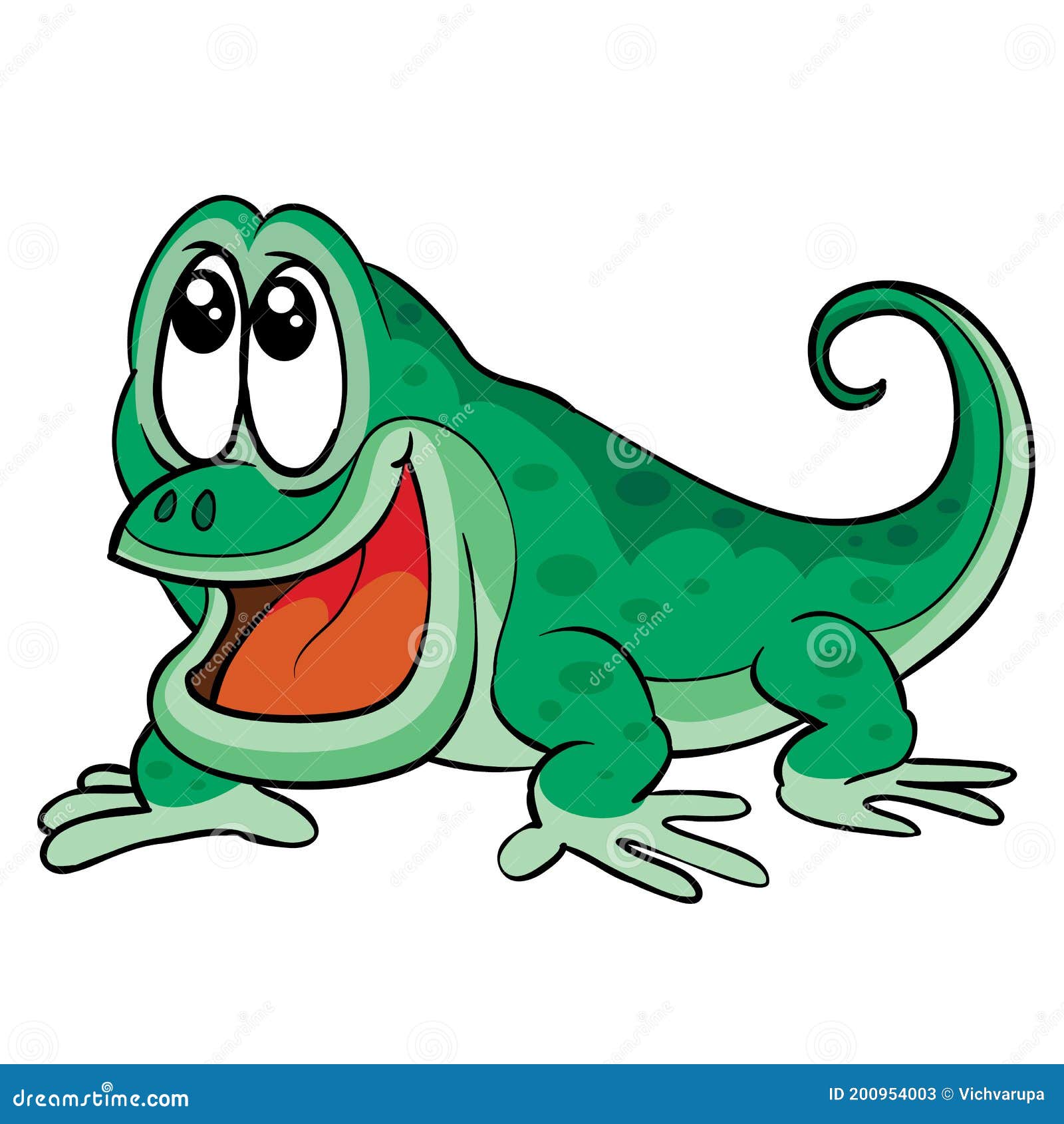 Cute Scared Emerald Lizard Character, Cartoon Illustration, Isolated ...