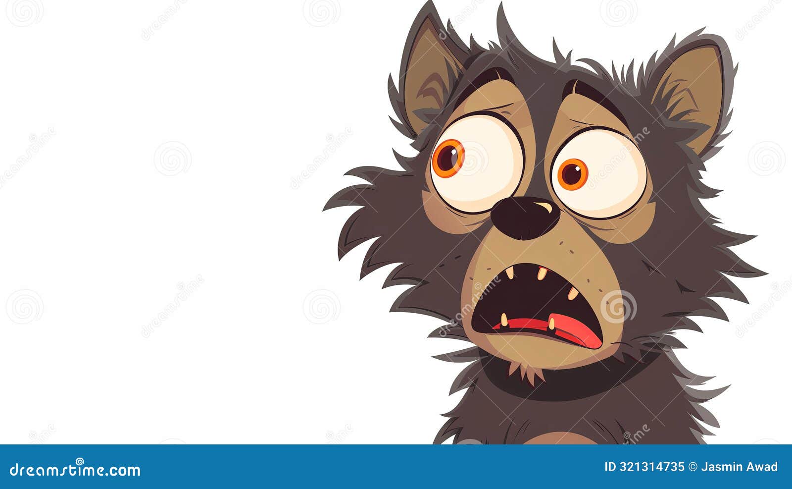 Cute Scared Wolf with Copy Space Stock Illustration - Illustration of ...