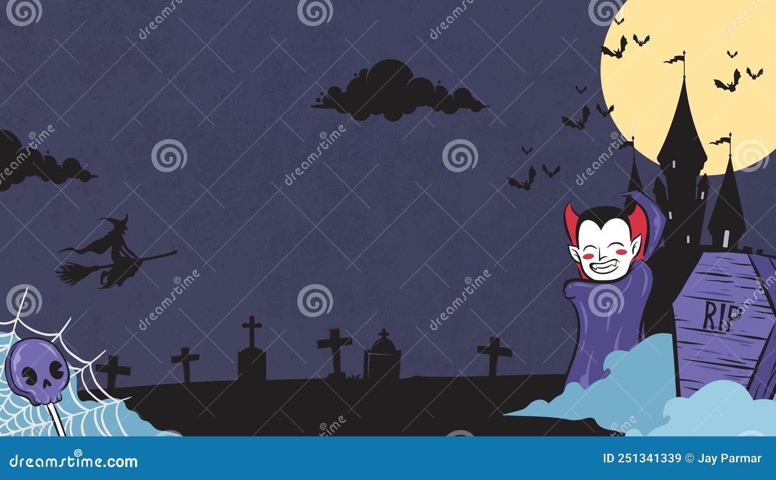 Cute Scary Vampire in Cemetery Zoom Virtual Background Stock ...