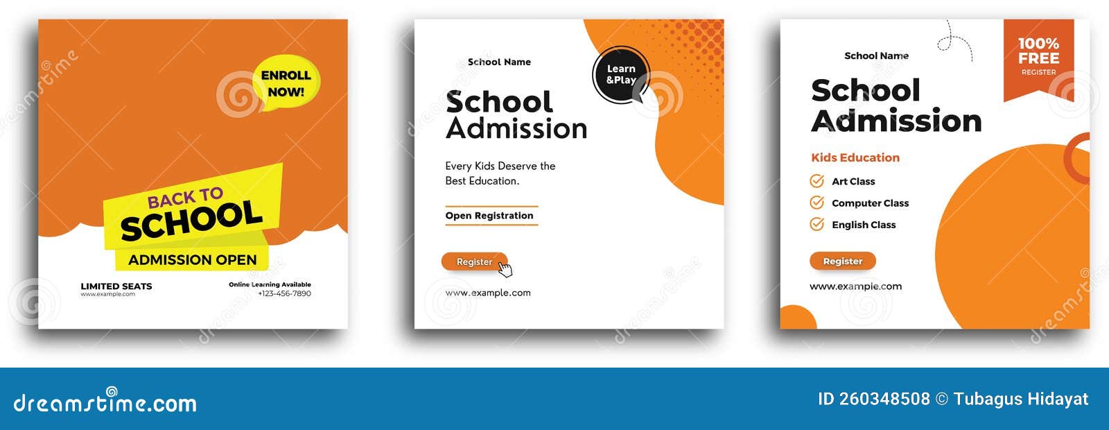 Cute School Admission Social Media Post Template Stock Vector ...