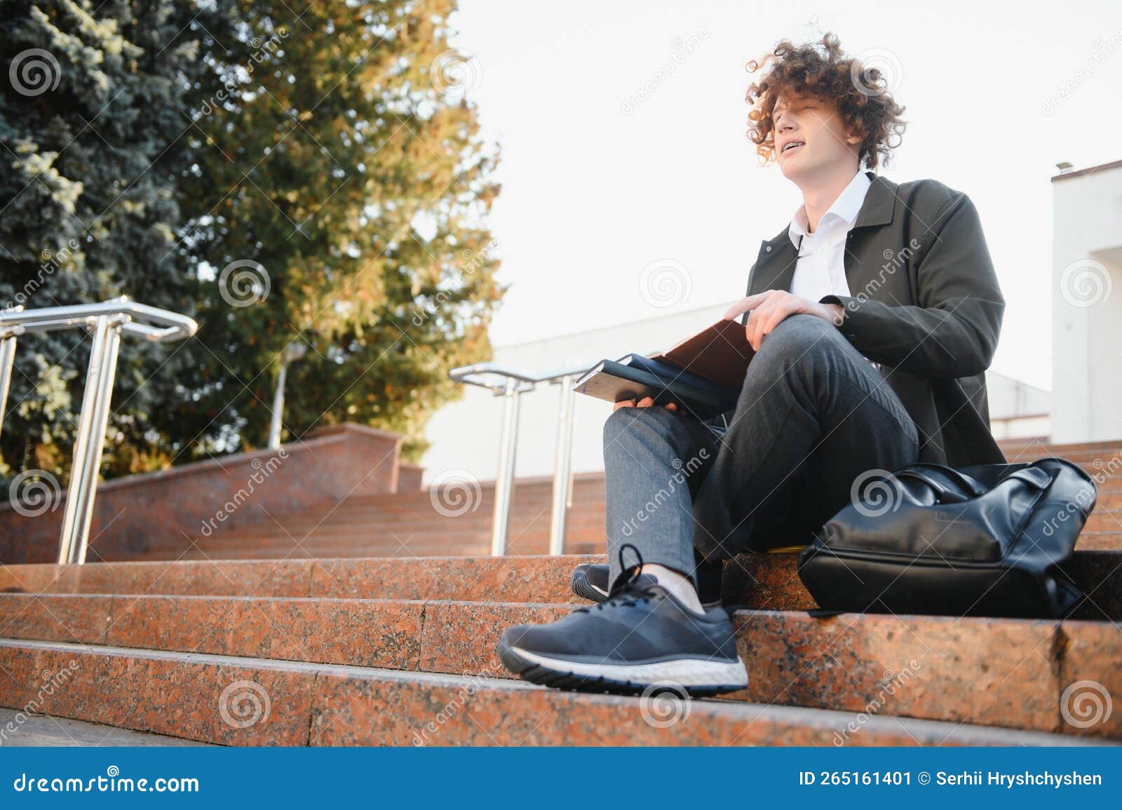 Cute School Boy Outside Classroom Stock Image - Image of charming ...