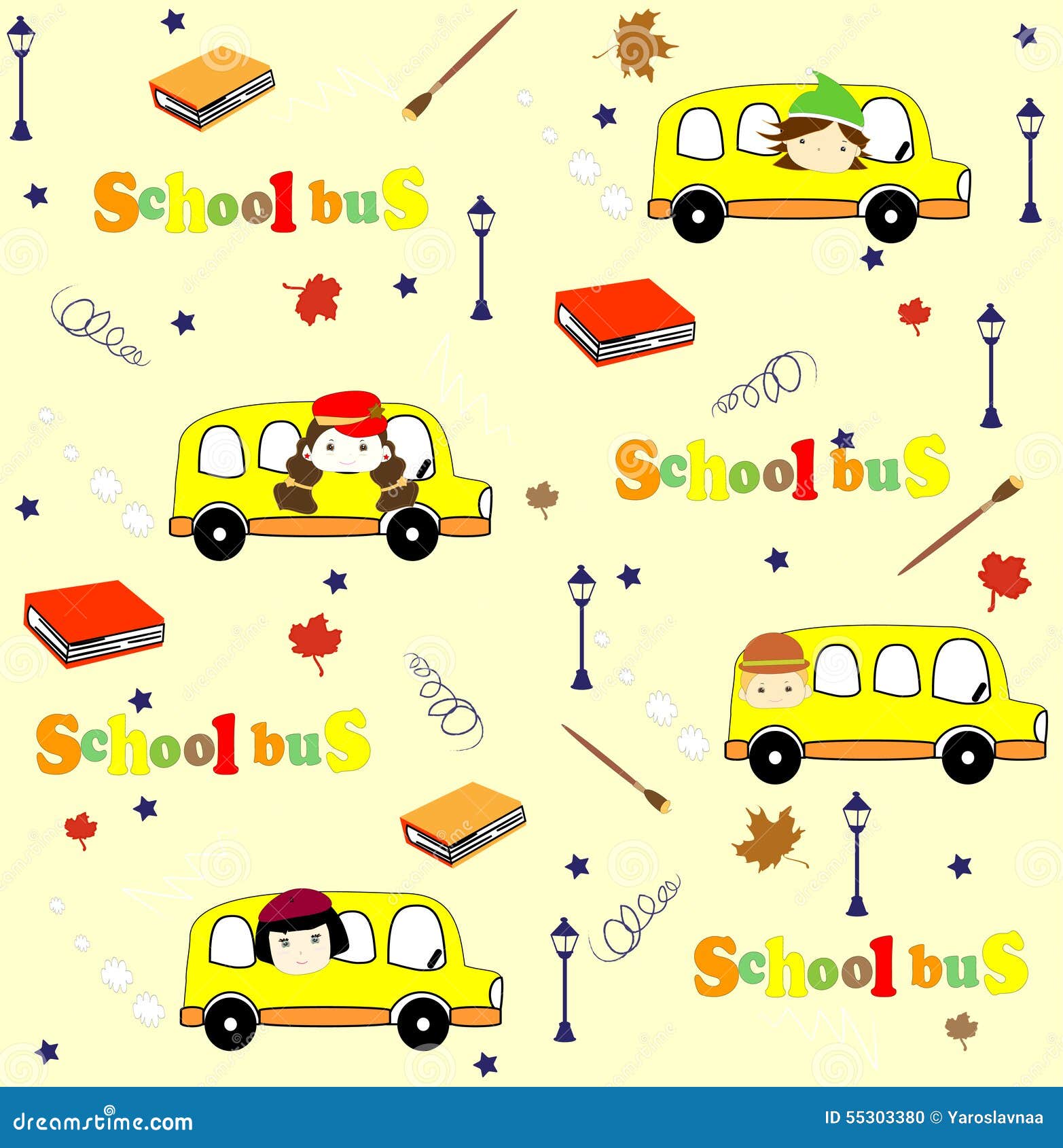 Cute School Cartoon Seamless Pattern. Back To Stock Vector ...