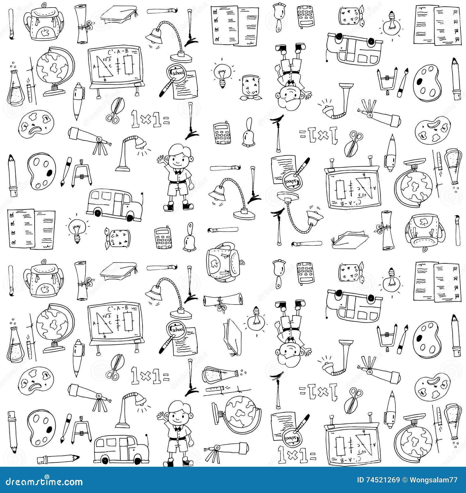 Cute School Doodles Element Stock Vector - Illustration of computer ...