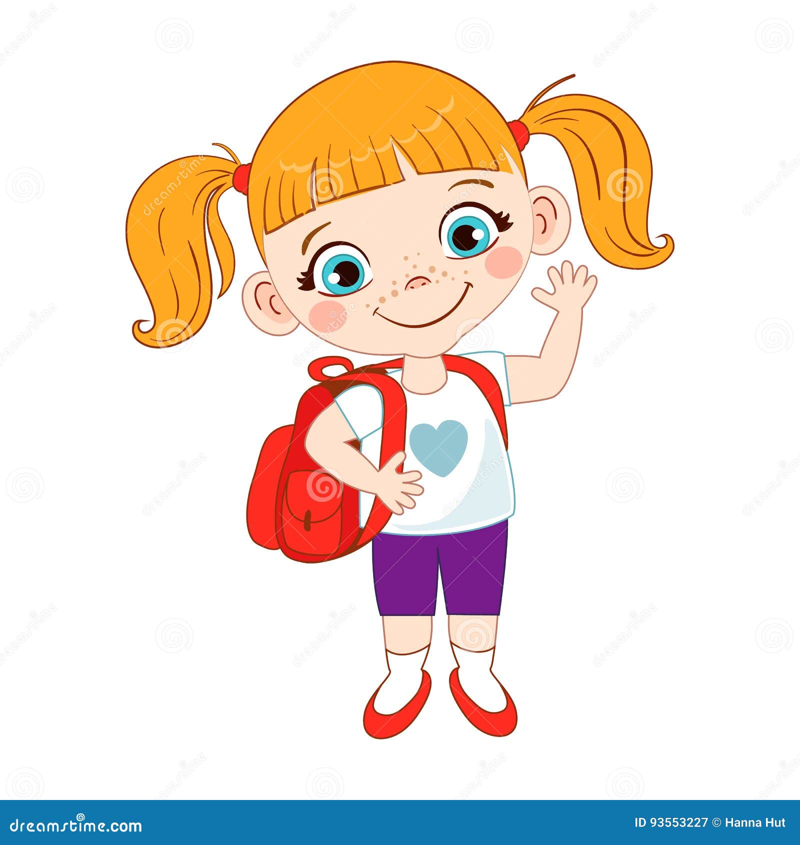 Cute School Girl with a Backpack. Stock Vector - Illustration of clip ...