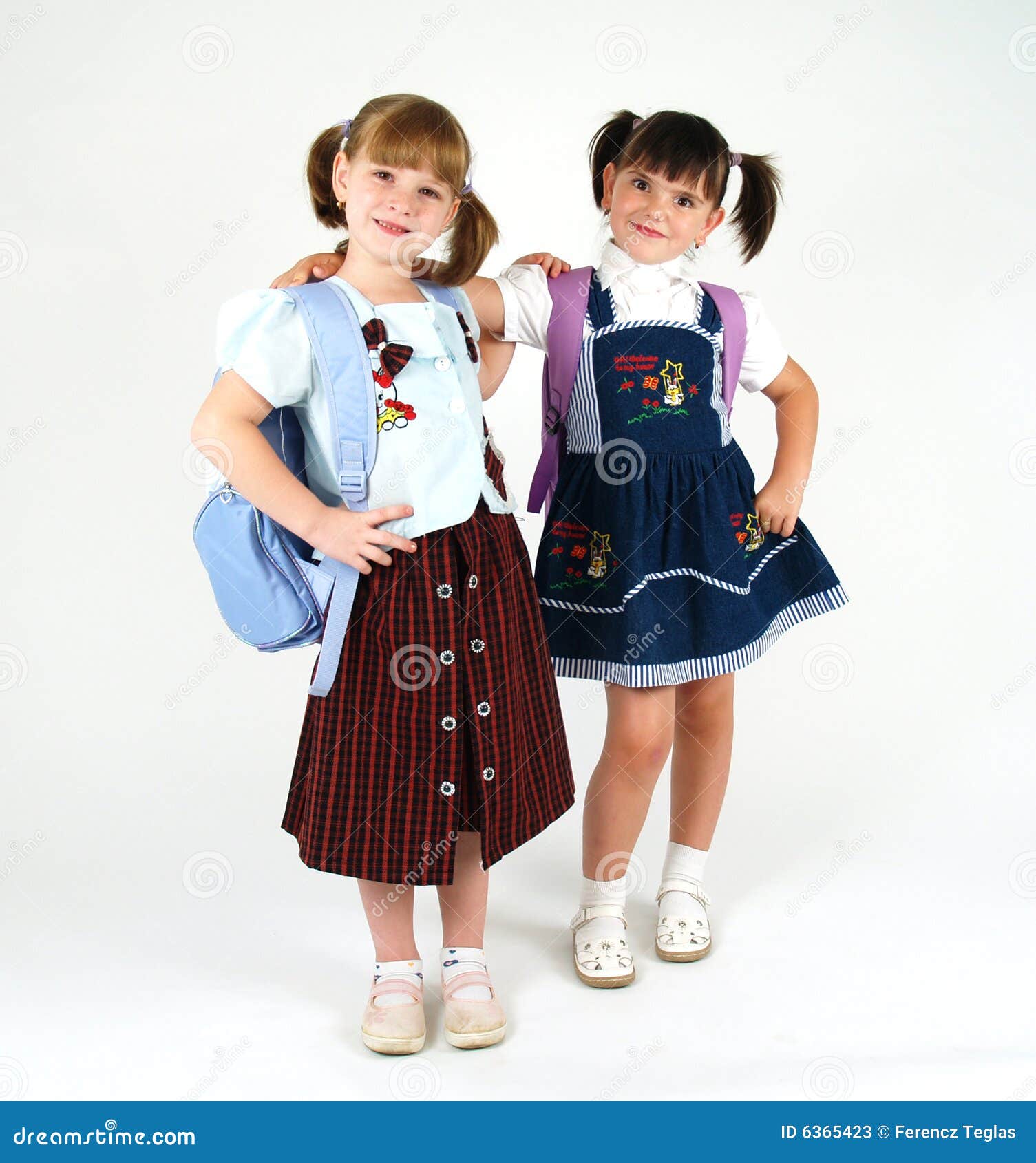 Cute school girls stock image. Image of ponytail, isolated - 6365423