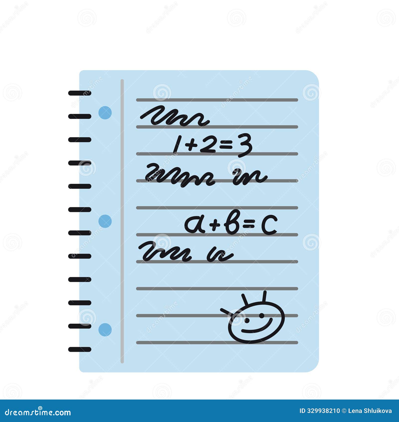 A Cute School Notepad with Notes, Drawings and Scribbles. Trendy Modern ...