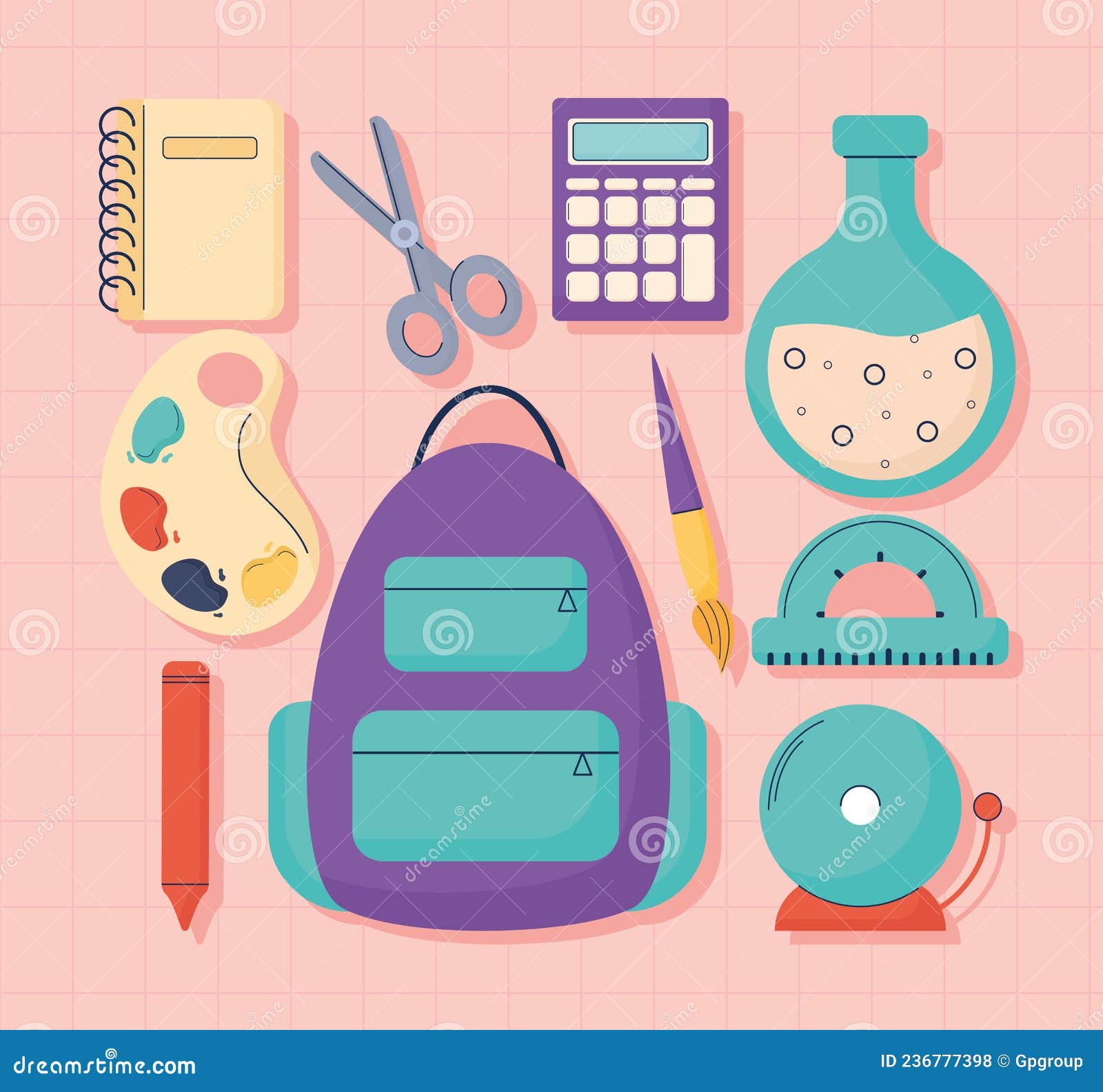 Cute school tools stock vector. Illustration of flask - 236777398
