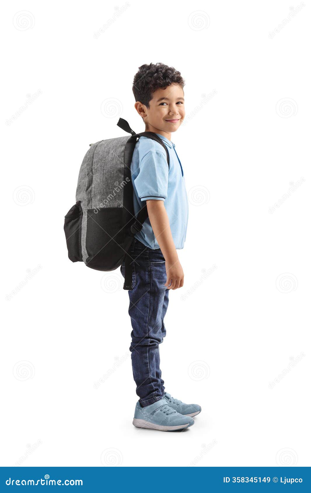 Cute Schoolboy with a Backpack Stock Image - Image of childhood, length ...