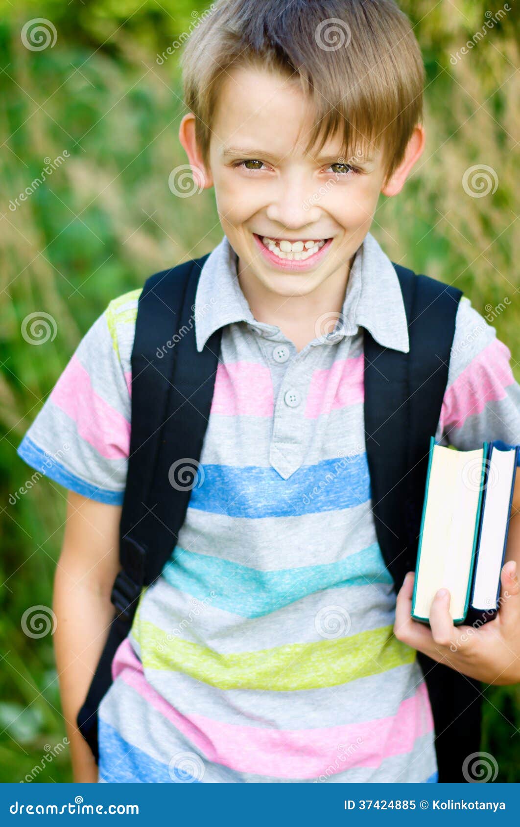 Cute schoolboy stock image. Image of school, book, nature - 37424885