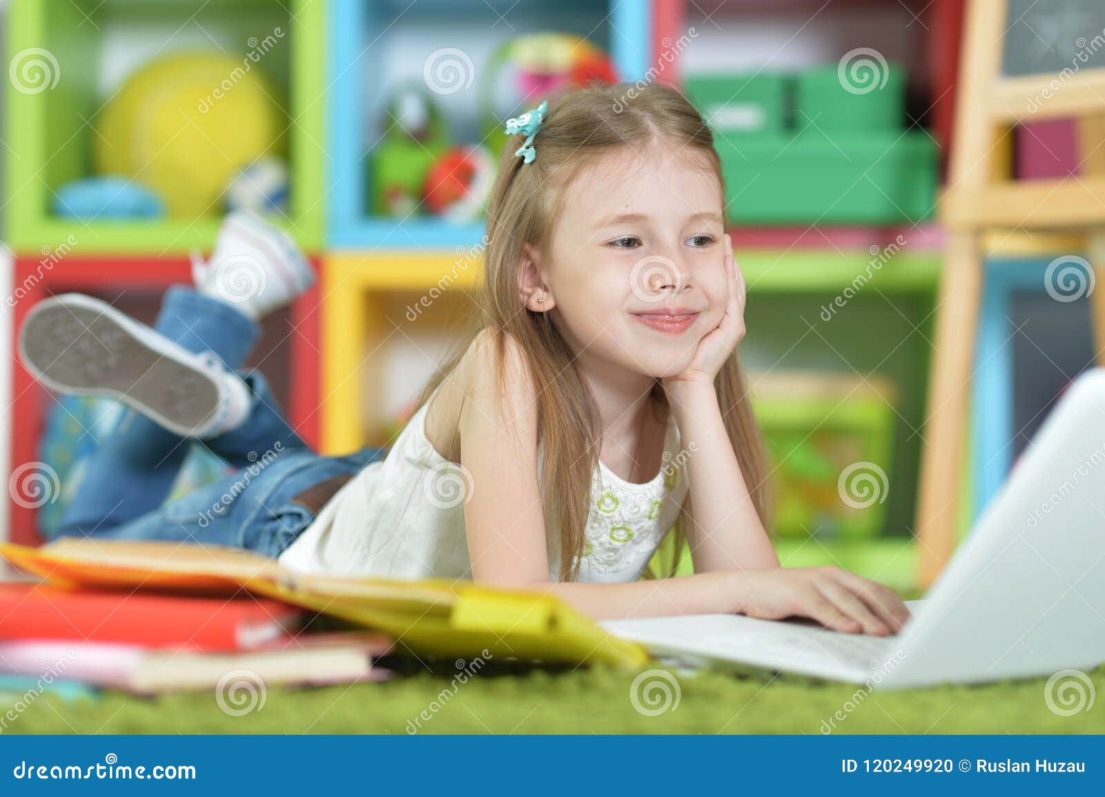 Cute Schoolgirl Doing Homework Stock Photo - Image of cheerful, concept ...