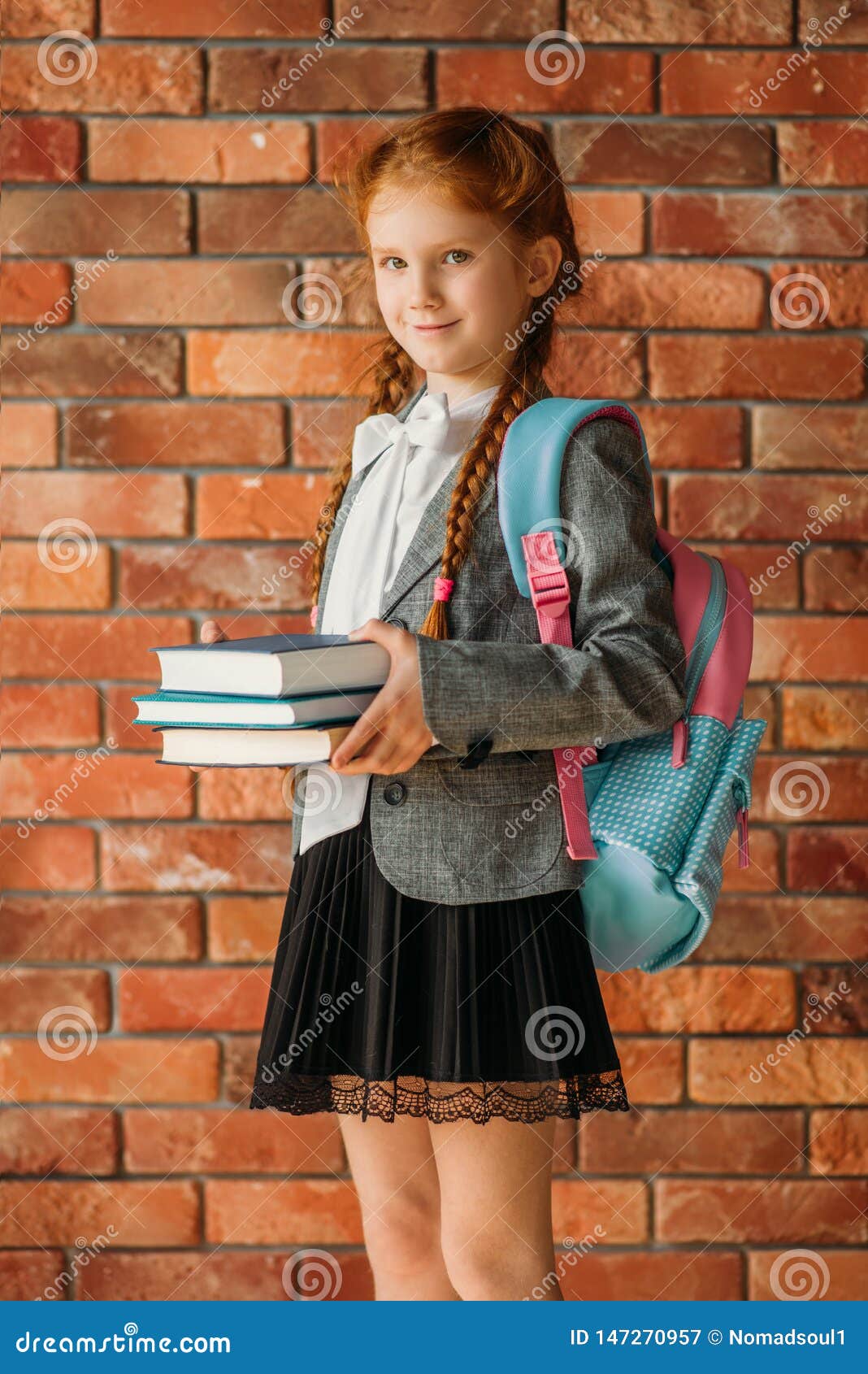 Cute Schoolgirl with Schoolbag Holds Textbooks Stock Image - Image of ... Cute Schoolgirl with Schoolbag Holds Textbooks Stock Image - Image of ...