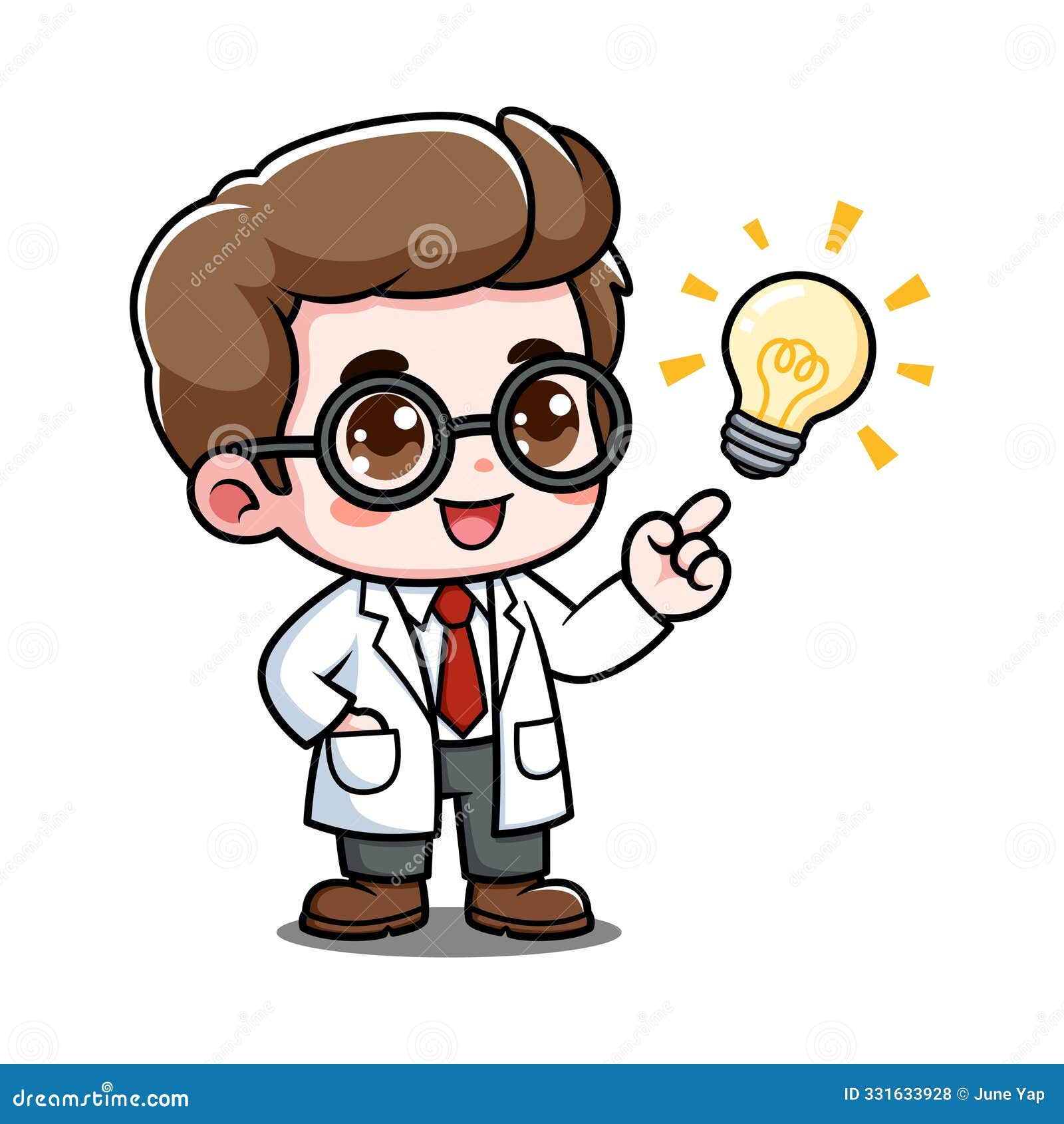 Cute Scientist Cartoon Character with Lighbulb Stock Vector ...