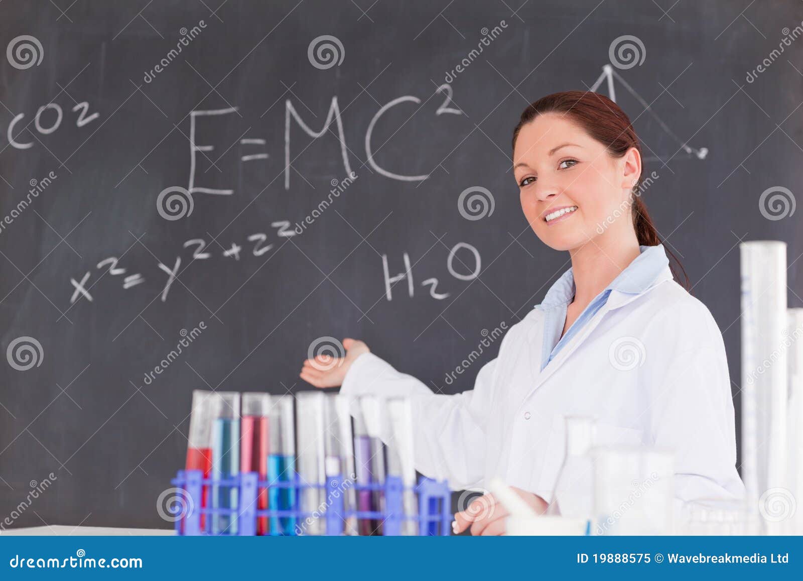 Cute Scientist Showing the Equations Stock Image - Image of portrait ...