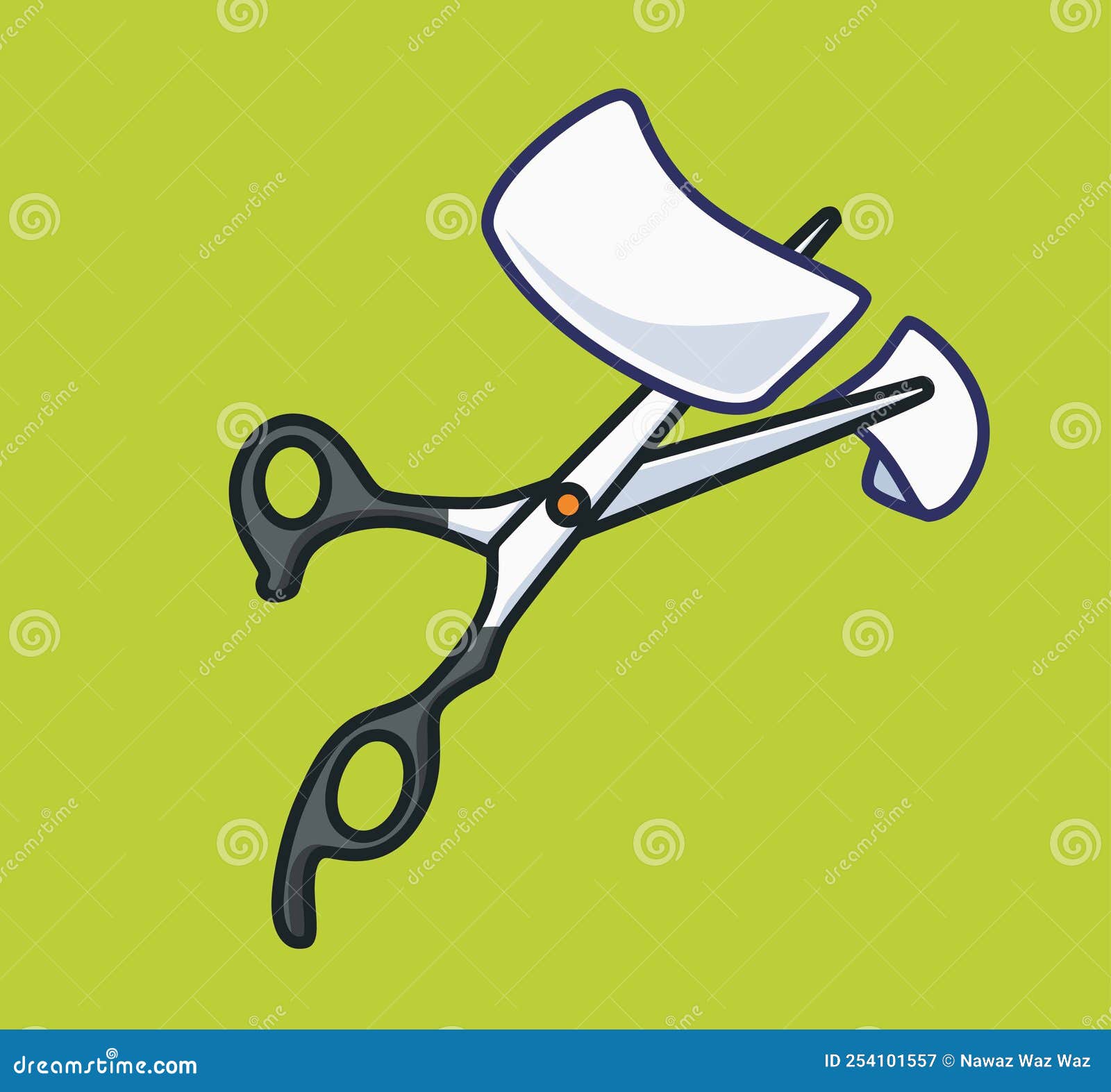Cute scissor cutting paper stock illustration. Illustration of style ...