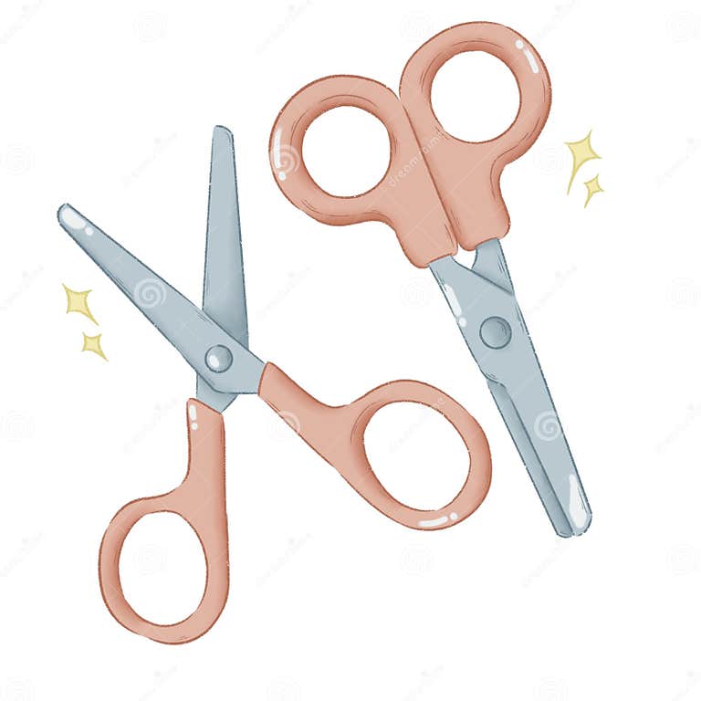 Cute Scissors with Pastel Colour Stock Photo - Illustration of pencil ...