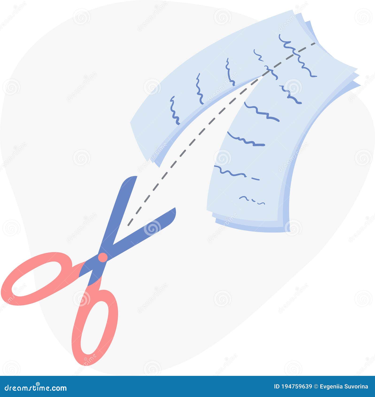 Cute Scissors Cutting Paper Sheets on Gray Background. Back To School ...