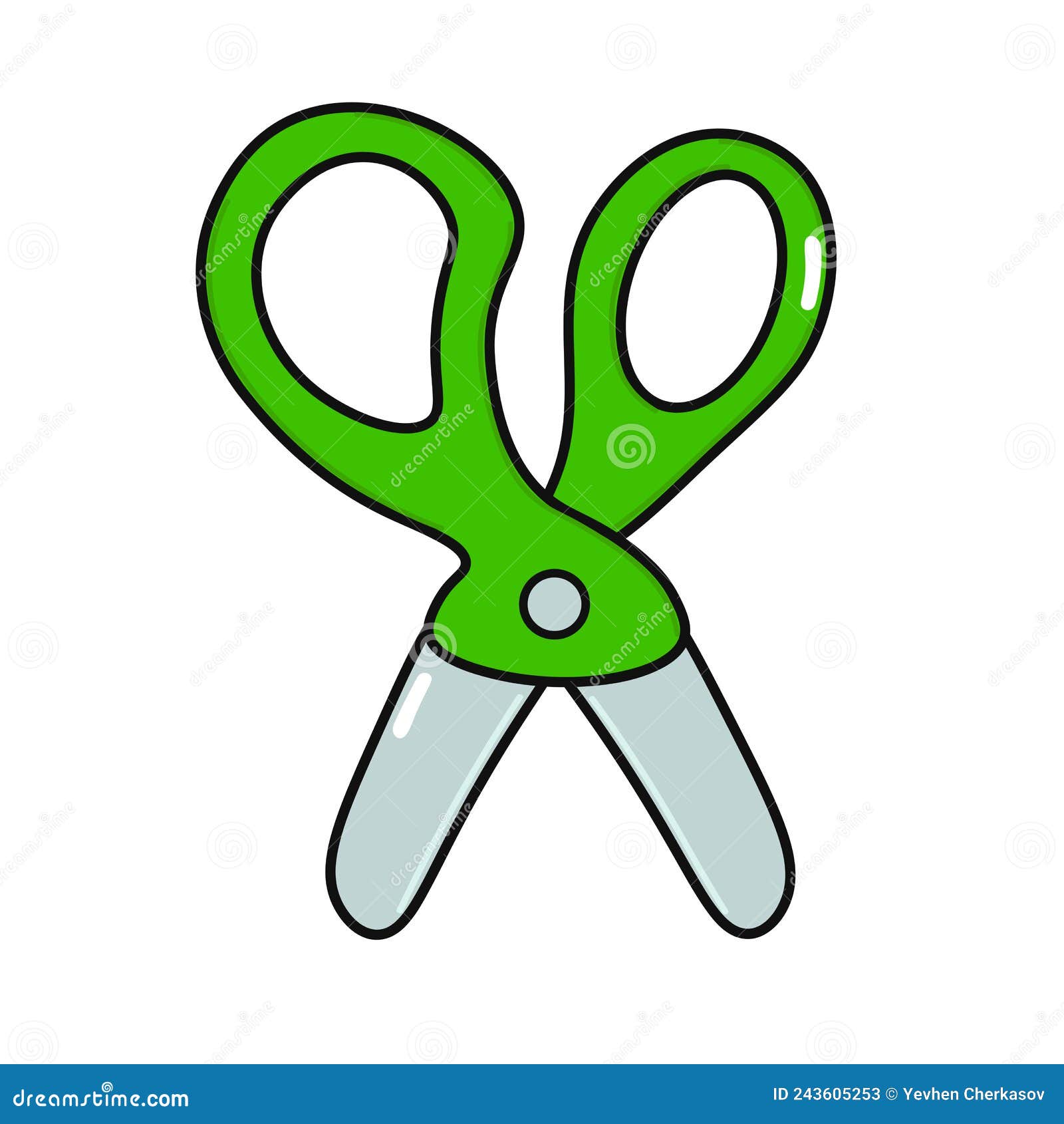 Cute Scissors Vector Hand Drawn Cartoon Kawaii Character Illustration Icon Isolated On White