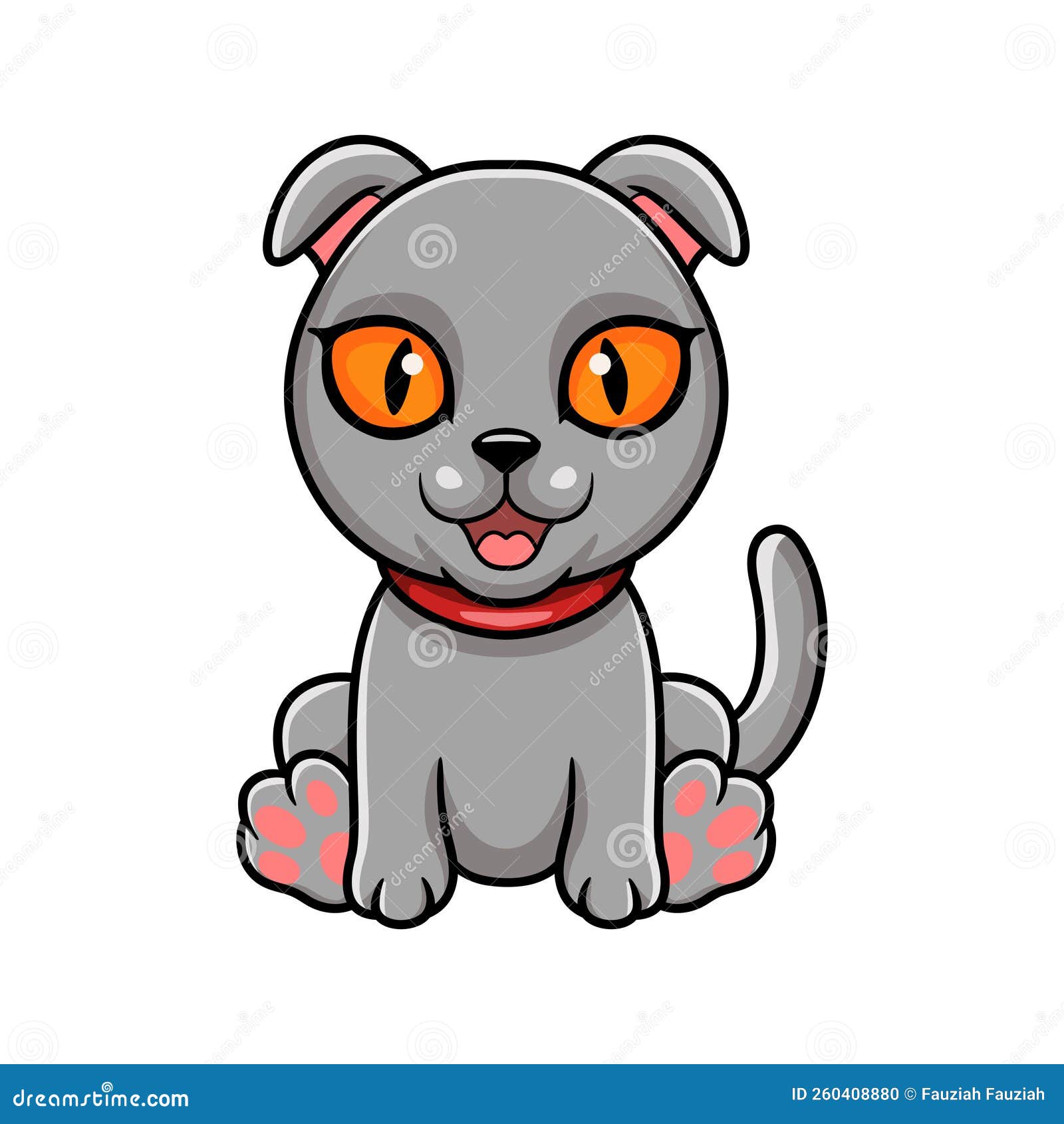 Cute Scottish Fold Cat Cartoon Stock Illustration - Illustration of ...