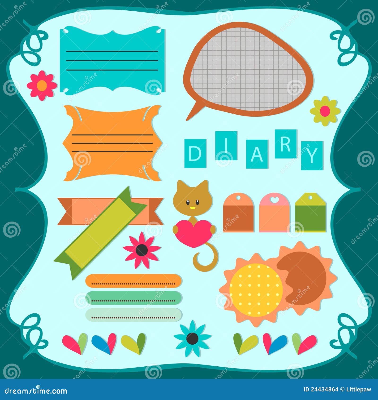 Cute scrapbook elements stock vector. Illustration of bubble - 24434864
