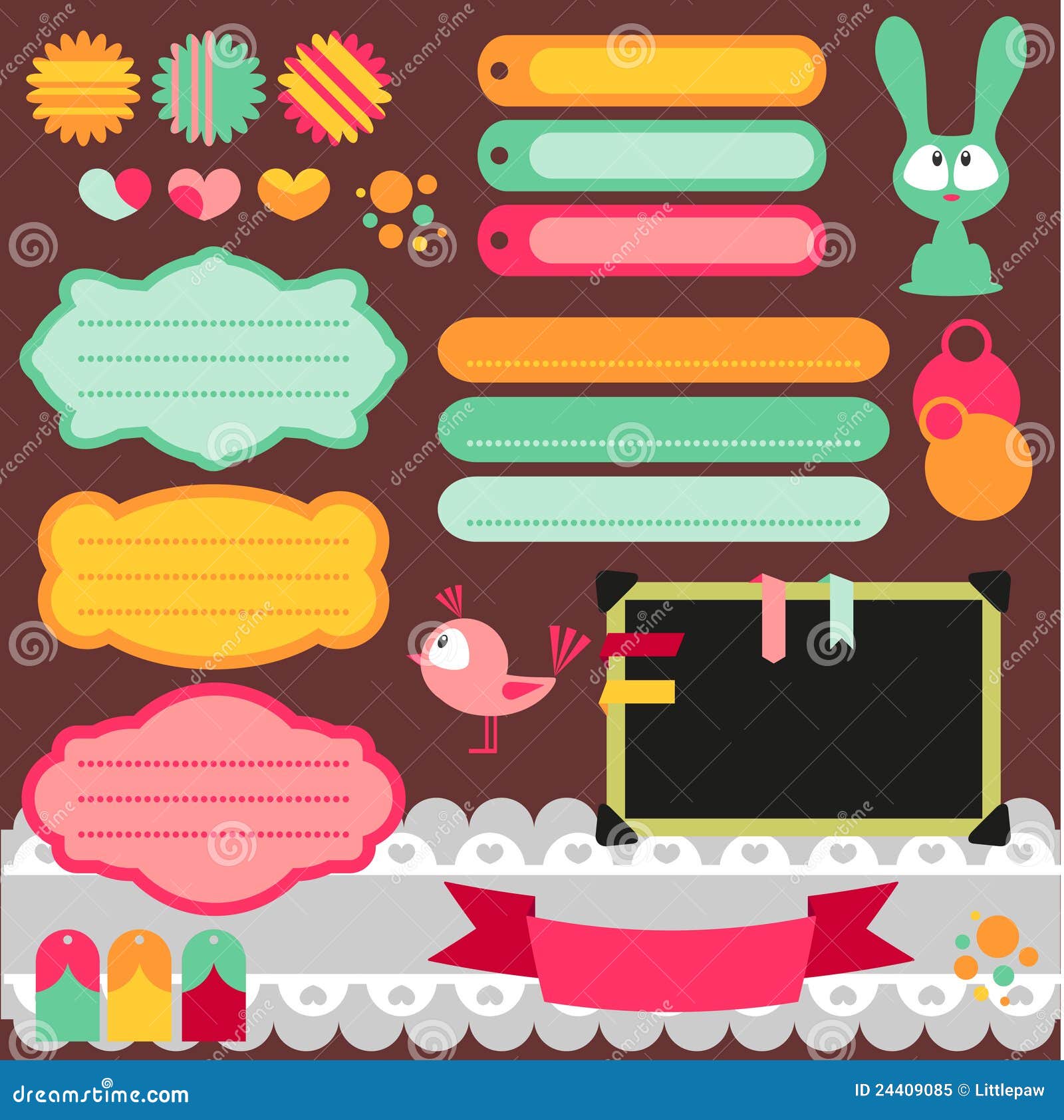 Cute Scrapbook Elements Set Stock Illustration - Illustration of ...
