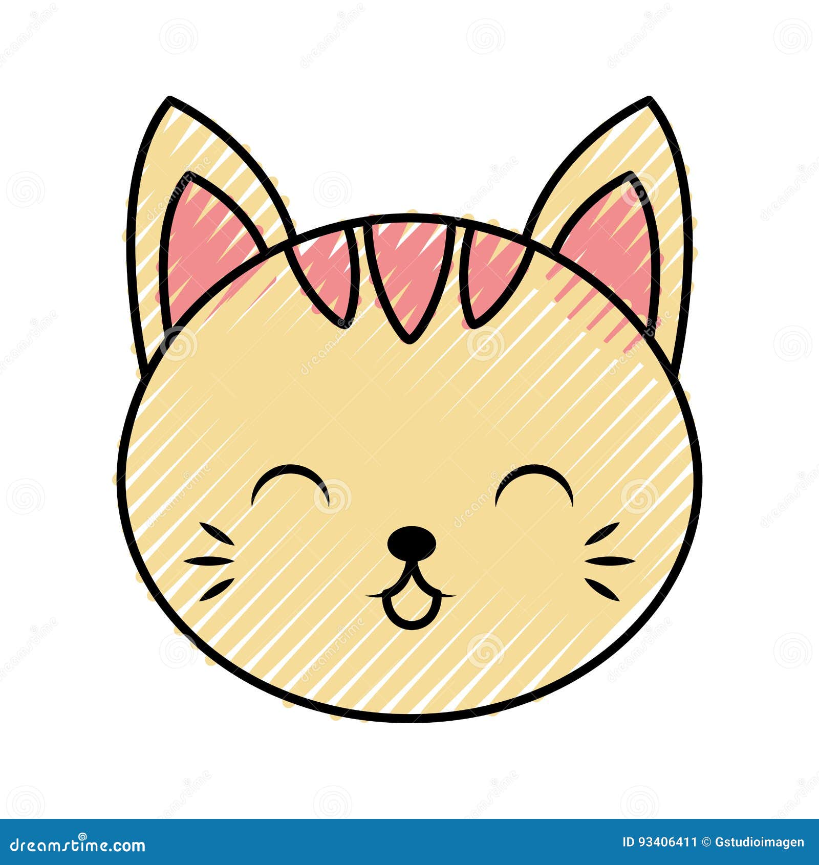 Cute Scribble Cat Face Cartoon Stock Vector - Illustration of ...