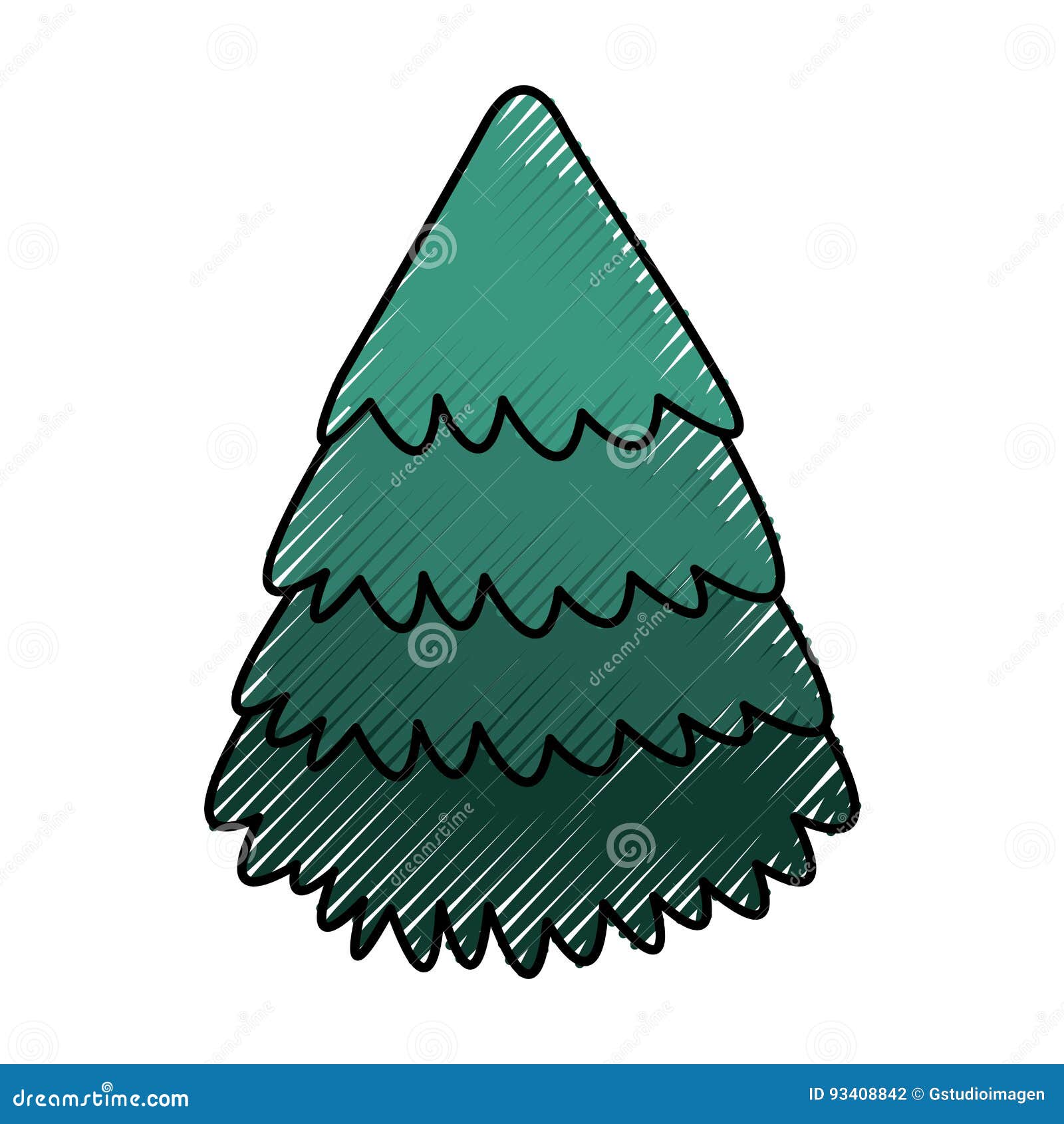 Cute Scribble Christmas Tree Stock Vector - Illustration of banner ...