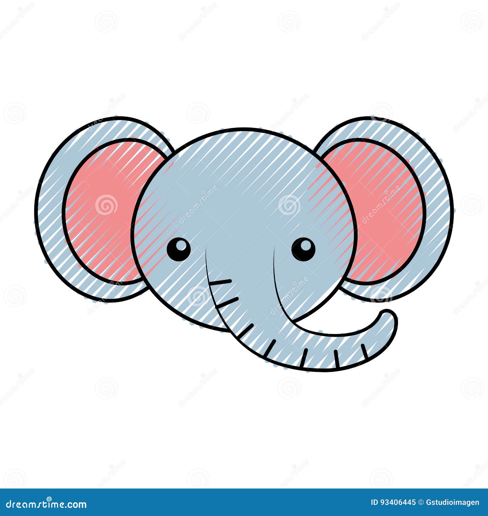Cute Scribble Elephant Face Cartoon Stock Vector - Illustration of ...