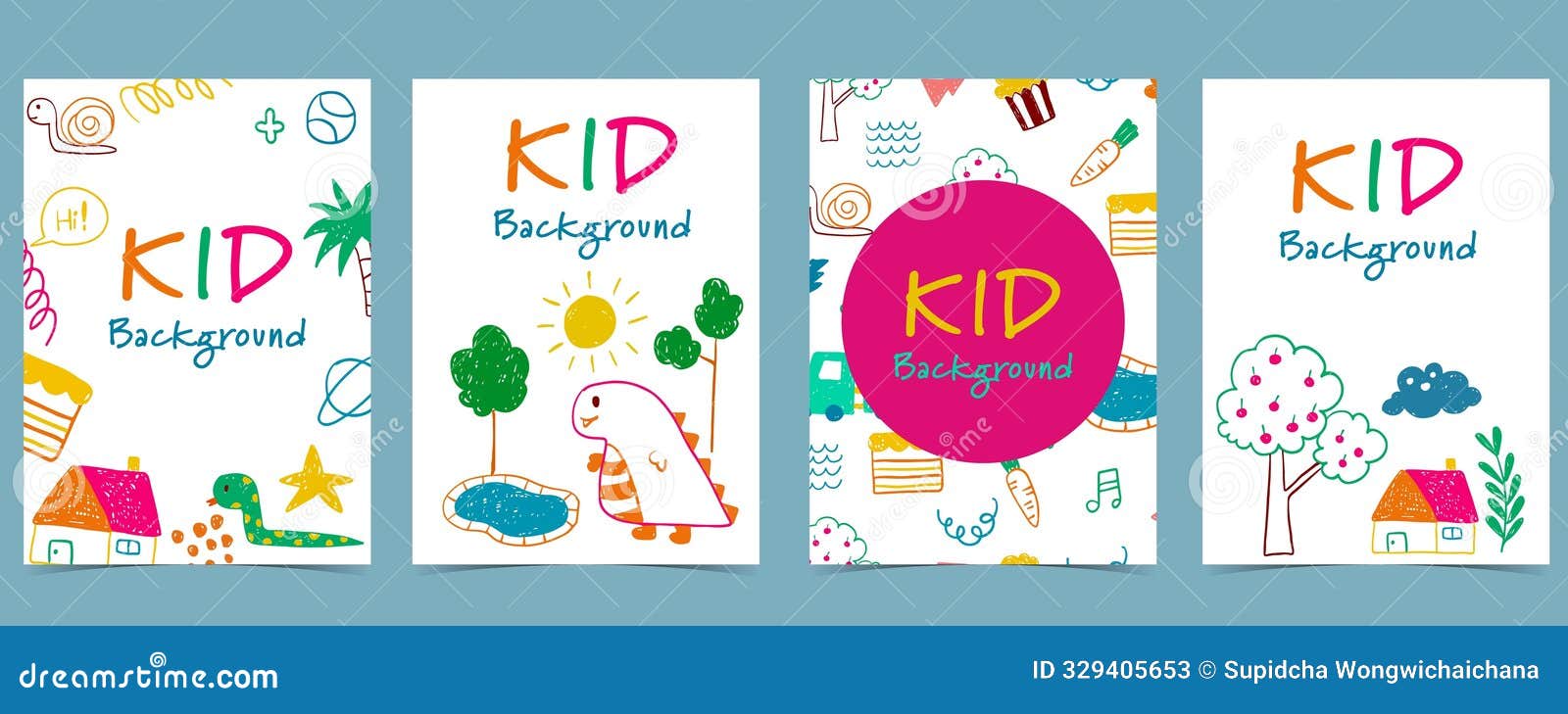 Cute Scribble Kid Background Collection.vector Illustration for A4 ...
