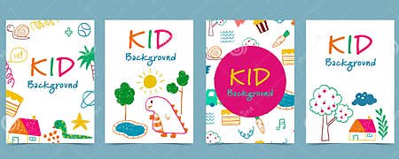 Cute Scribble Kid Background Collection.vector Illustration for A4 ...
