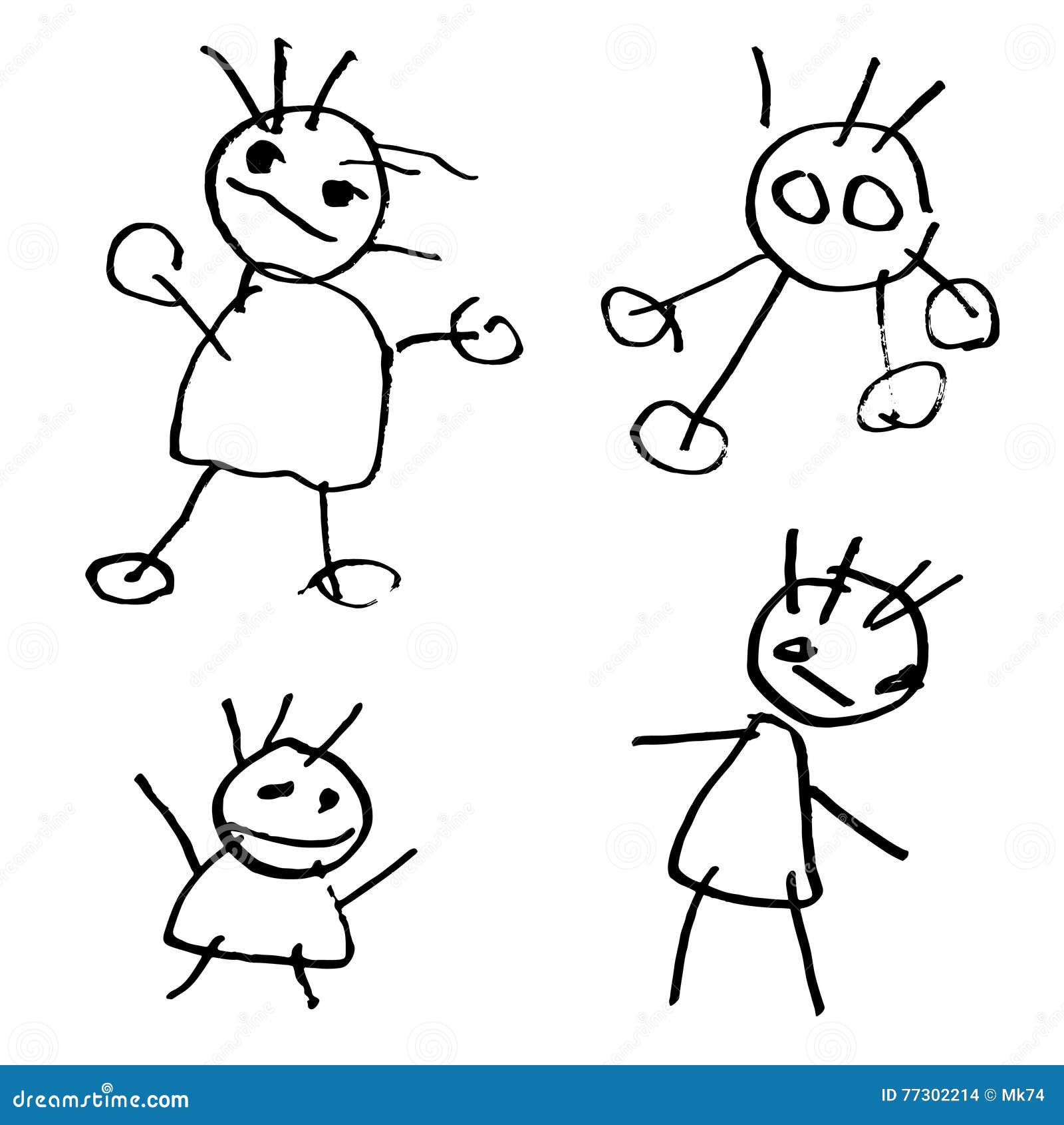 Cute scribbled characters stock vector. Illustration of collection ...