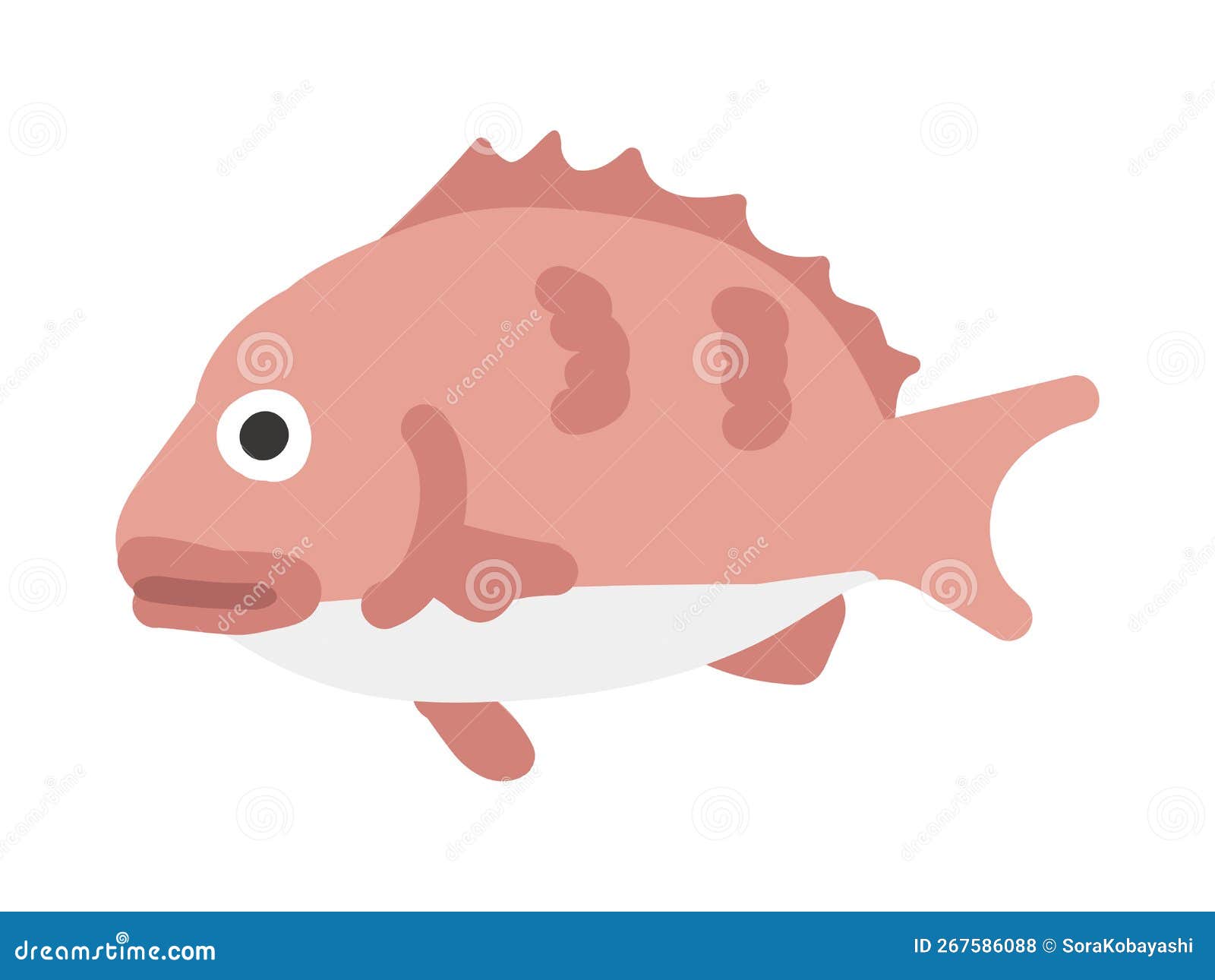 Cute Sea Bream. Simple and Flat Design Stock Vector - Illustration of ...