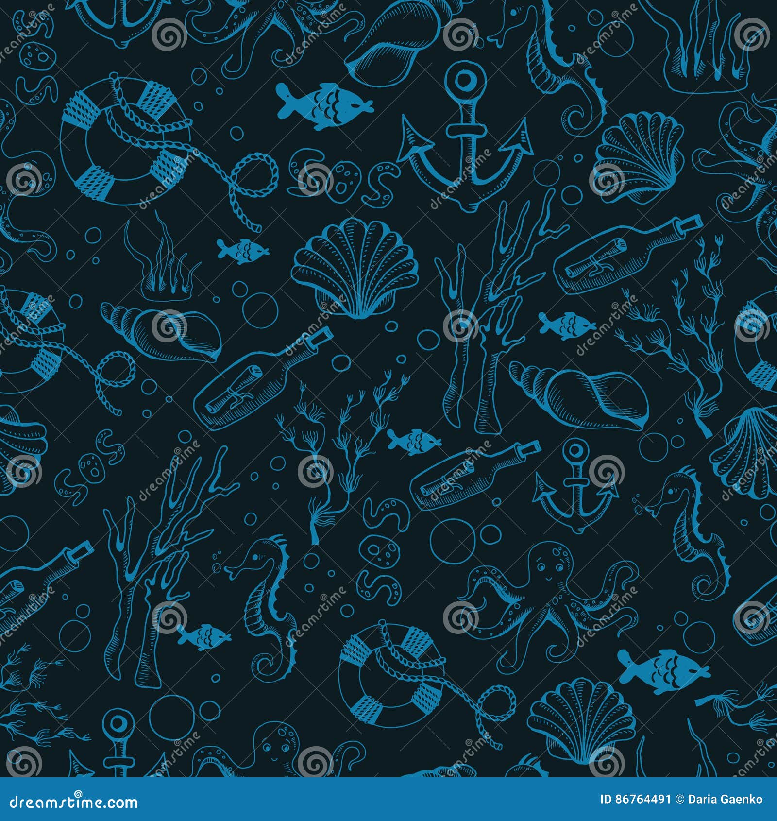 Cute Sea Objects Collection. Vector Illustration Stock Vector ...