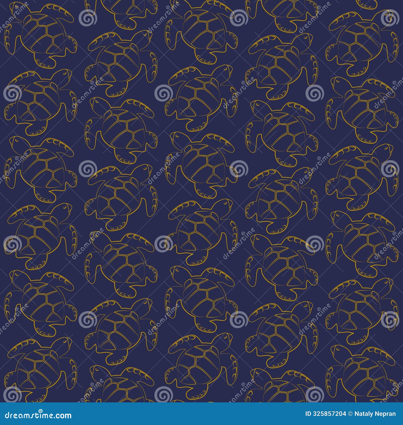 Cute Sea and Ocean Cartoon Turtle Sketch Pattern. Seamless Pattern with ...