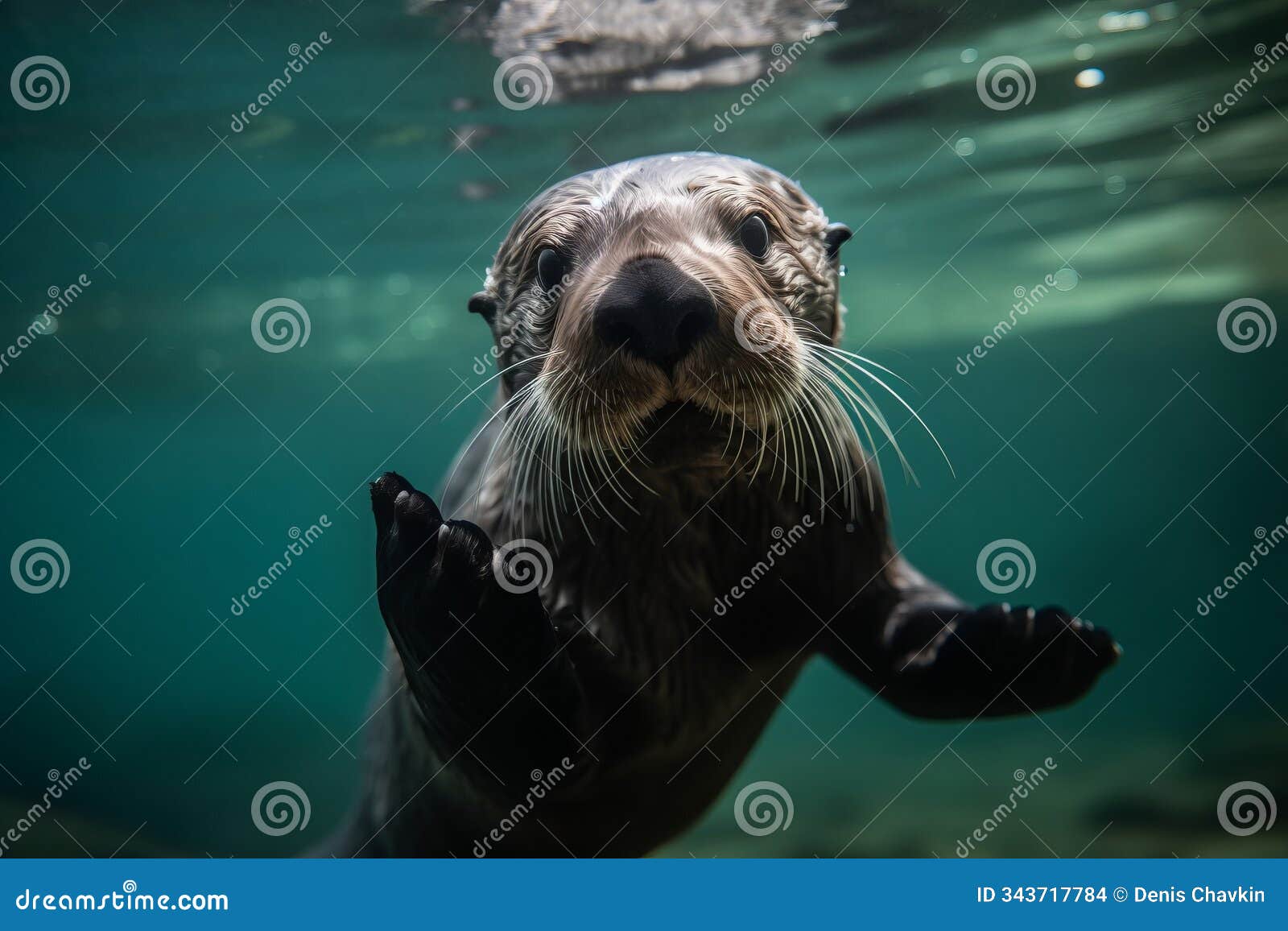 Cute Sea Otter Playing Underwater. Stock Photo - Image of wildlife ...