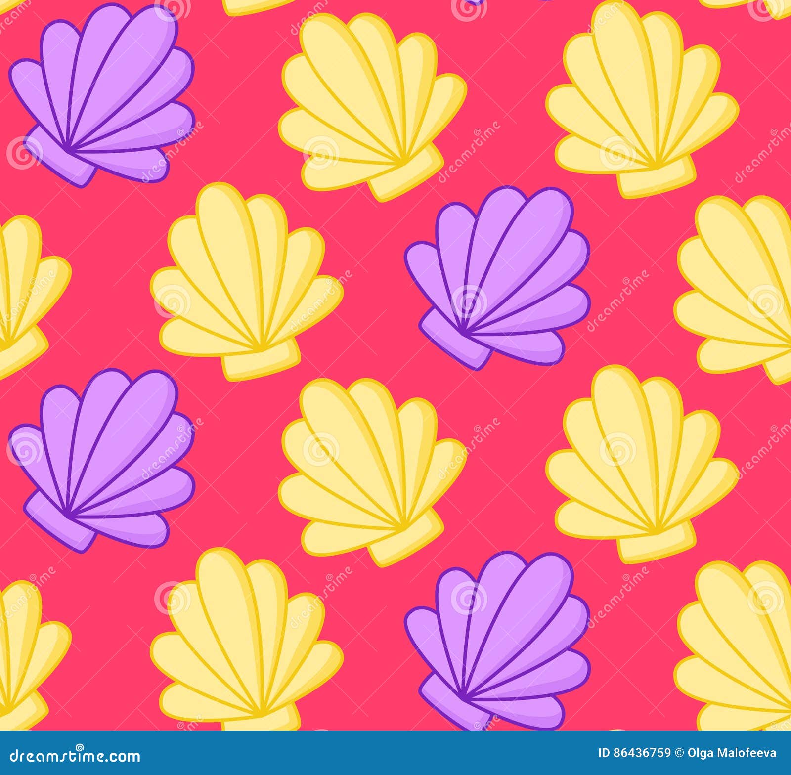 Cute Sea Shell Seamless Vector Pattern Stock Vector - Illustration of ...