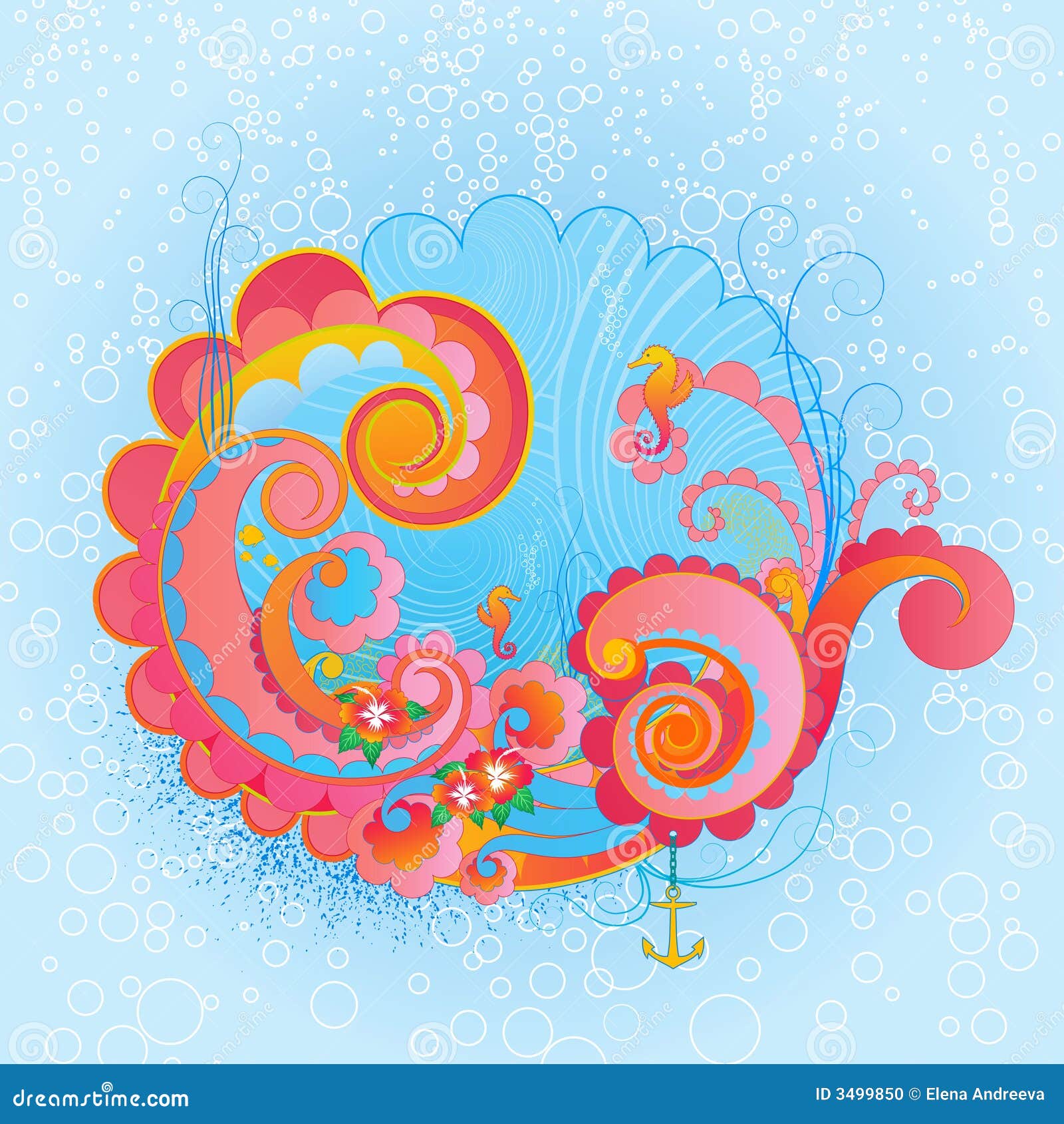 Cute sea swirls. stock vector. Illustration of elements - 3499850