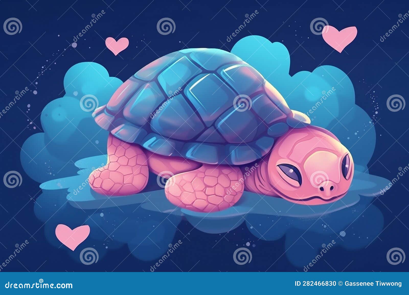 Cute Sea Turtle Falling Asleep on the Clouds. Generative AI Stock ...