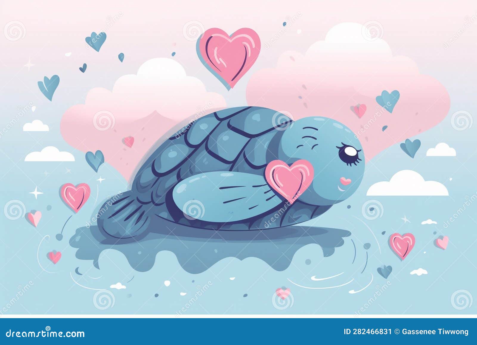 Cute Sea Turtle Falling Asleep on the Clouds. Generative AI Stock ...