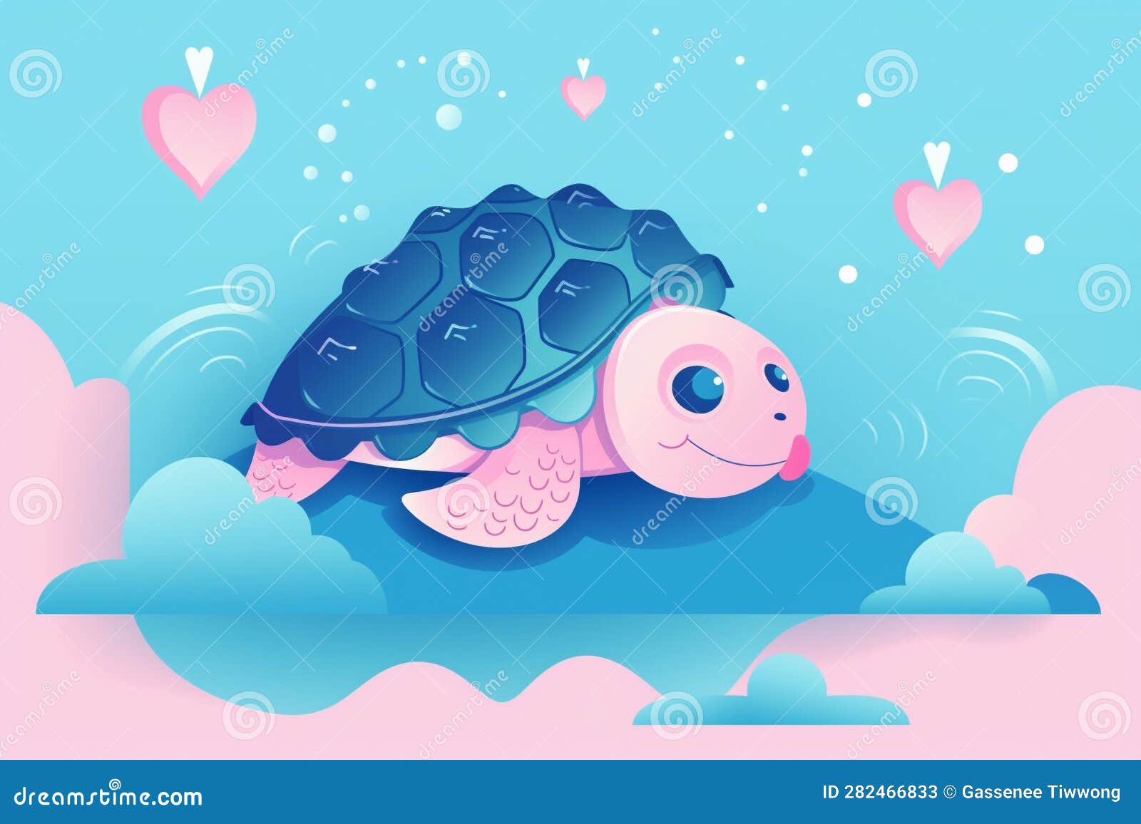 Cute Sea Turtle Falling Asleep on the Clouds. Generative AI Stock ...