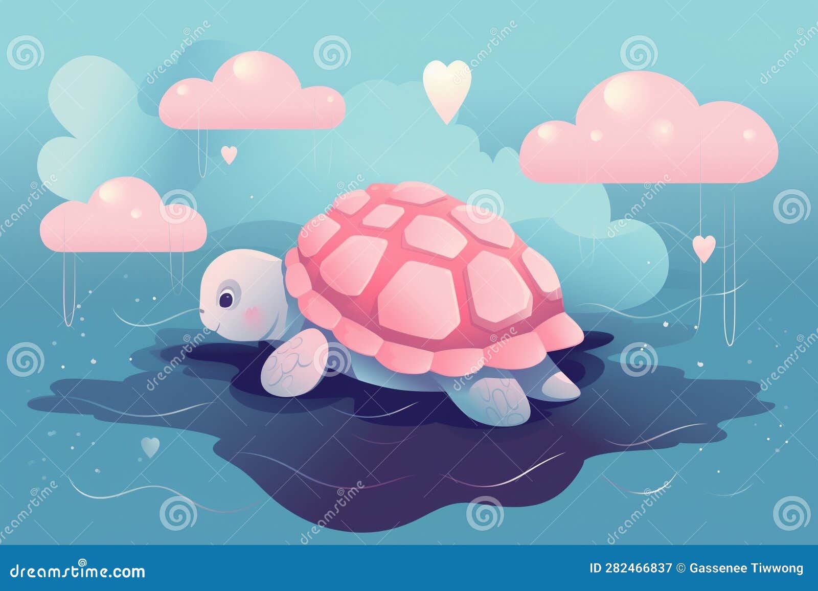 Cute Sea Turtle Falling Asleep on the Clouds. Generative AI Stock ...