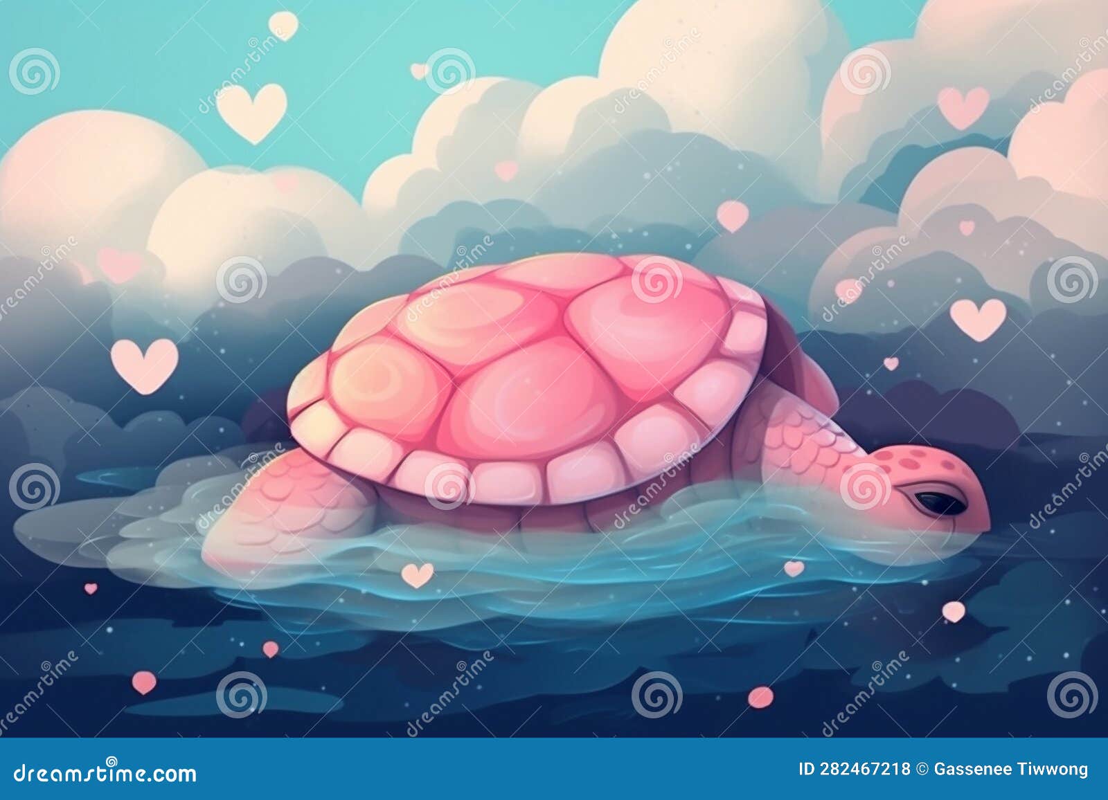 Cute Sea Turtle Falling Asleep on the Clouds. Generative AI Stock ...