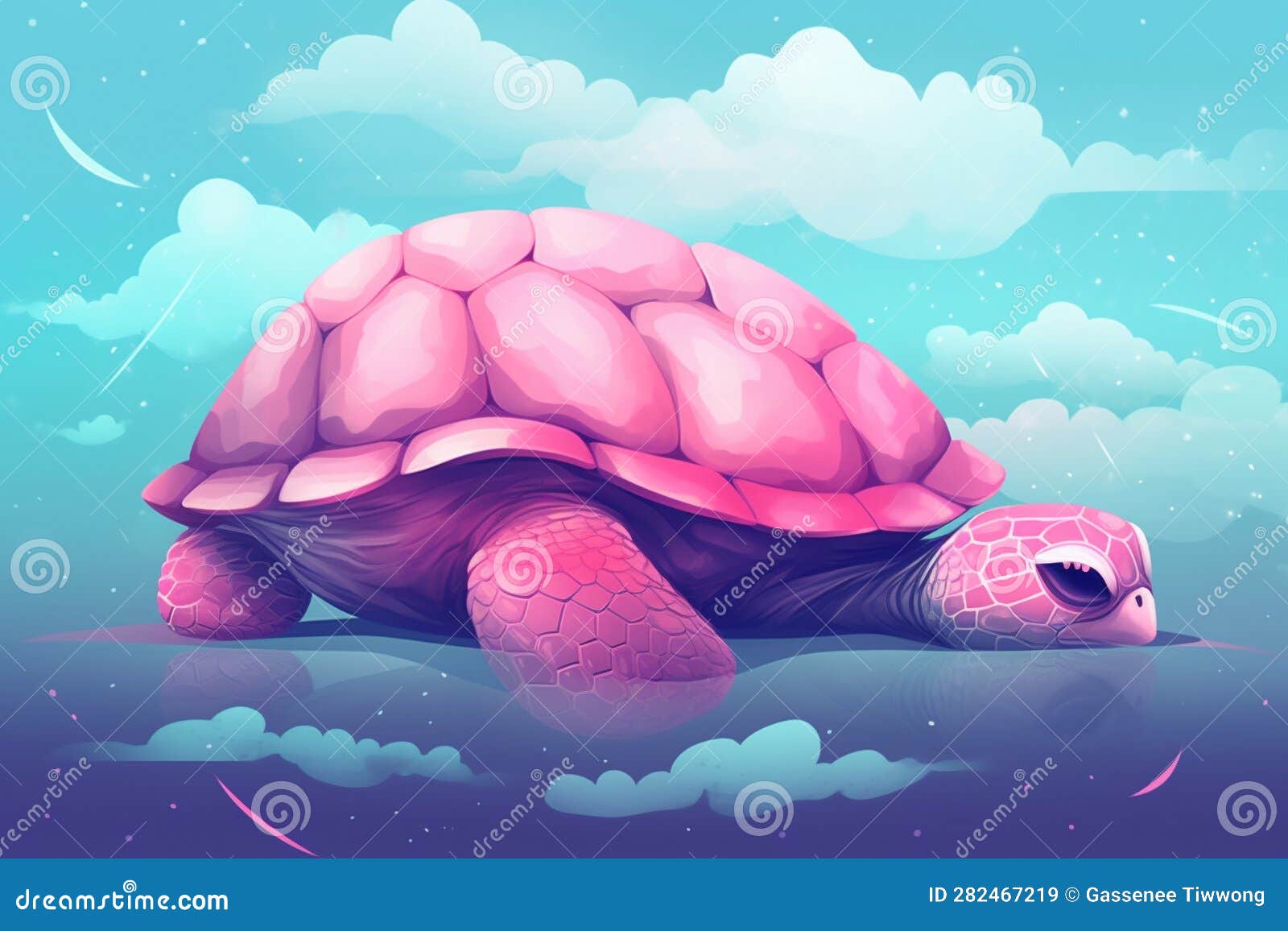 Cute Sea Turtle Falling Asleep on the Clouds. Generative AI Stock ...