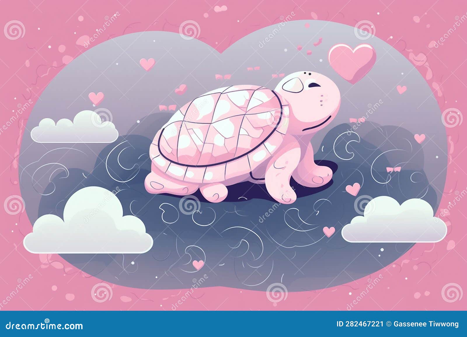 Cute Sea Turtle Falling Asleep on the Clouds. Generative AI Stock ...