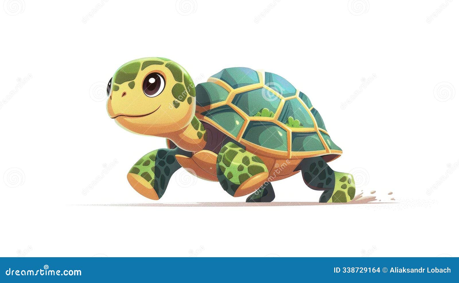 Cute Sea Turtle Isolated on White Background. Illustration Stock Illustration - Illustration of ...
