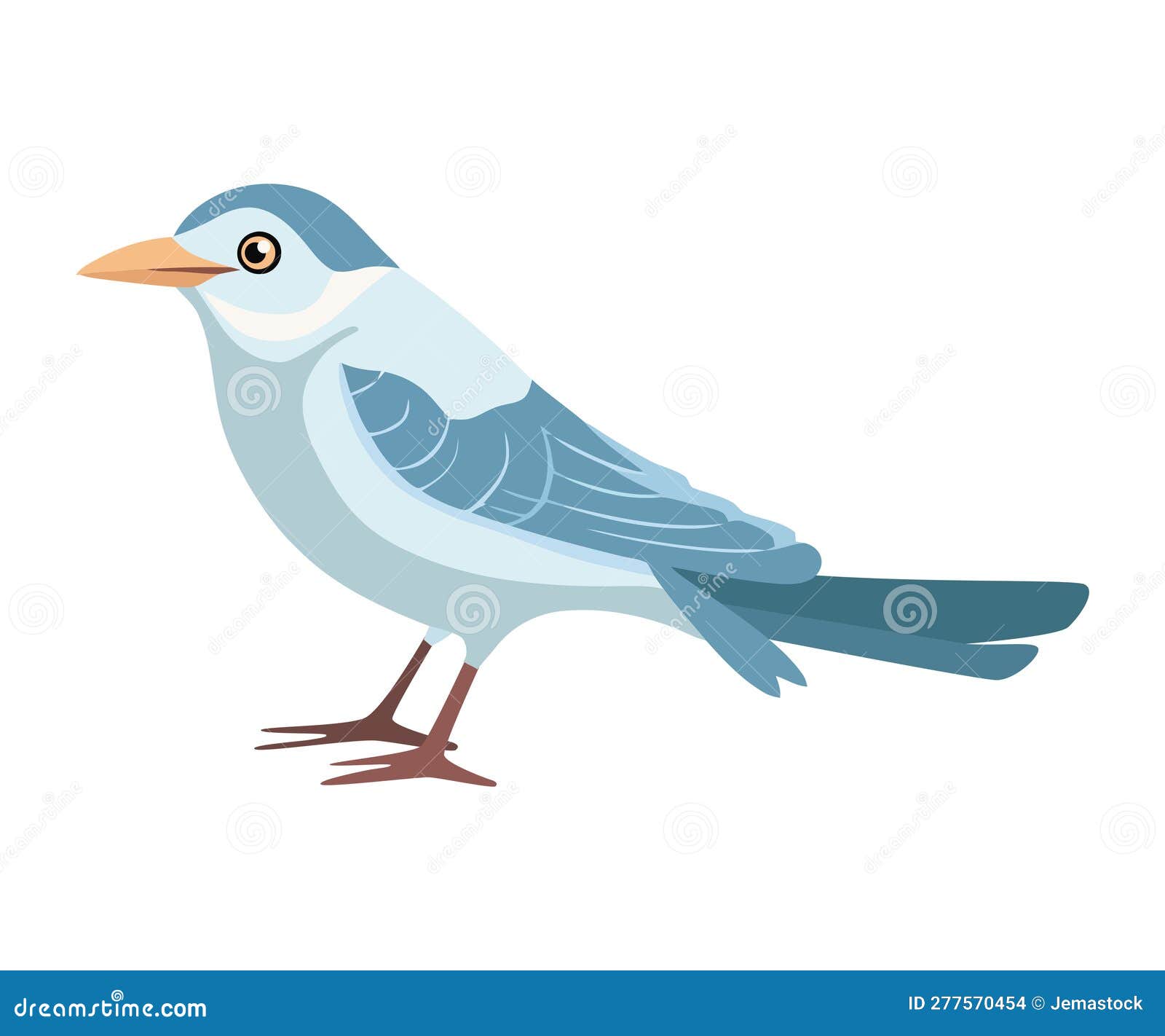 Cute Seagull with Blue Feathered Wings Stock Vector - Illustration of ...