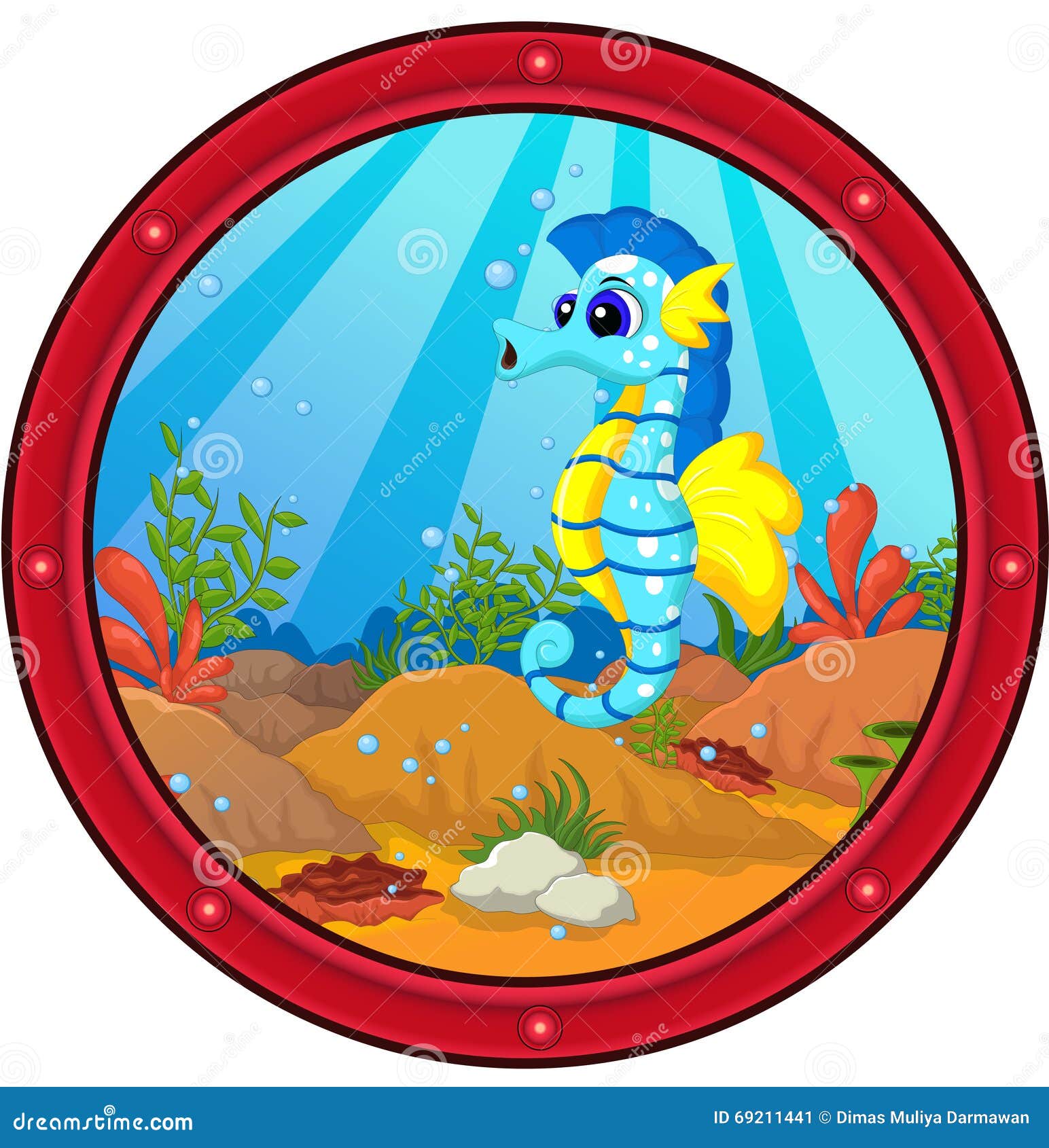 Cute seahorse cartoon stock illustration. Illustration of drawing ...