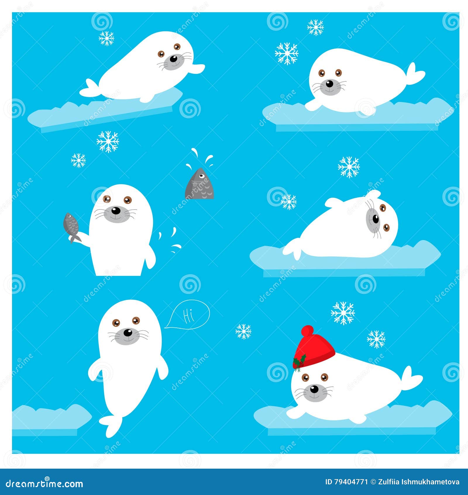 Cute seals collection stock vector. Illustration of polar - 79404771